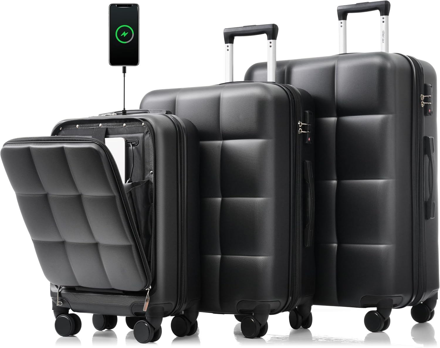Amazon.com | Merax Luggage Sets 3 Piece, 20 inch with USB Port and ...