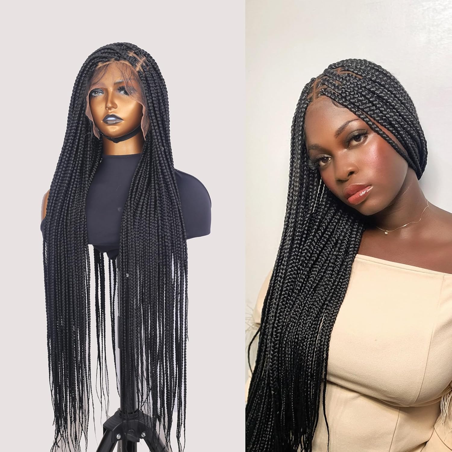 Amazon.com : Braidsfashion 35" HD Lace Long braided wigs for black ...