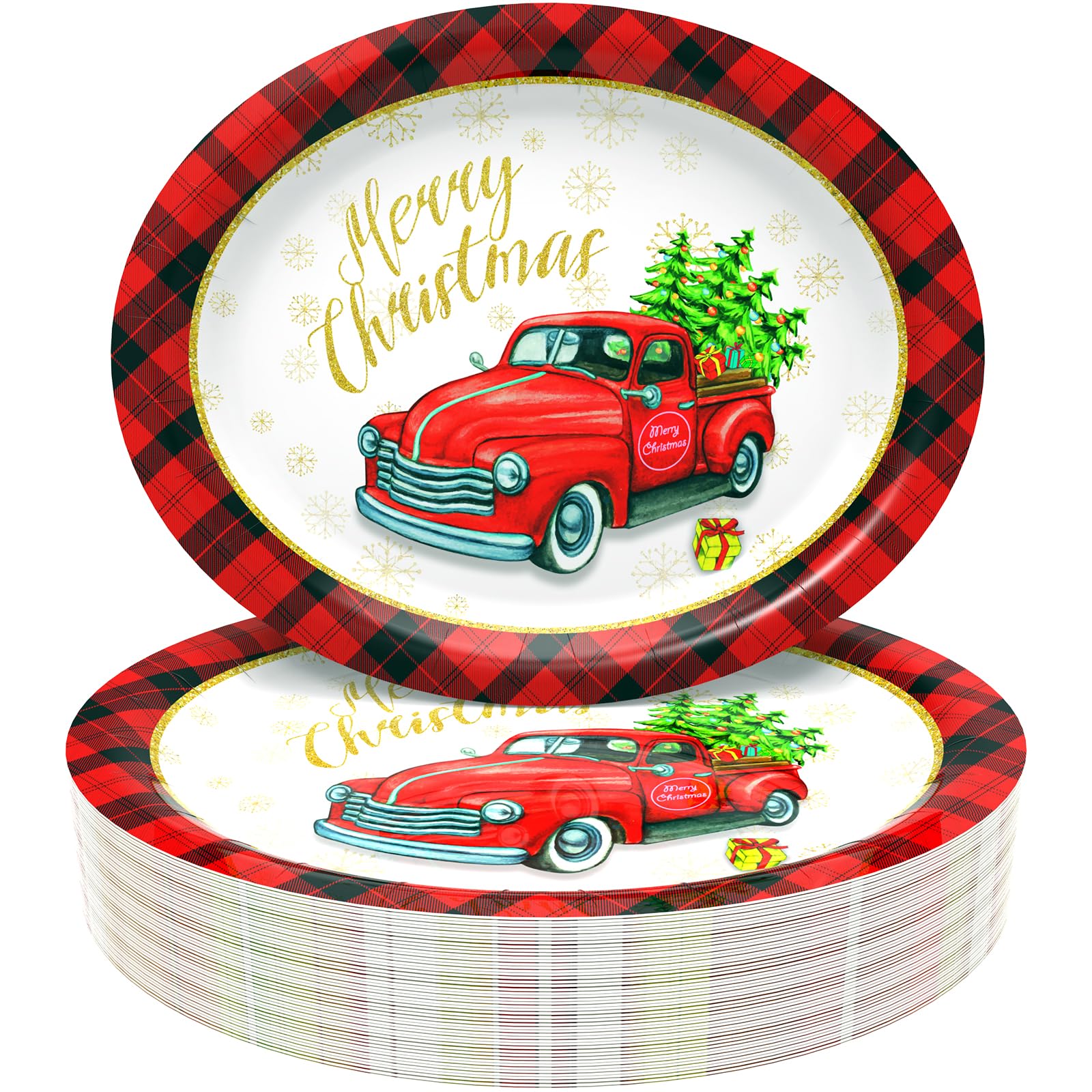 Christmas Paper Plates, Disposable Christmas Plates, 50-Count, Large ...