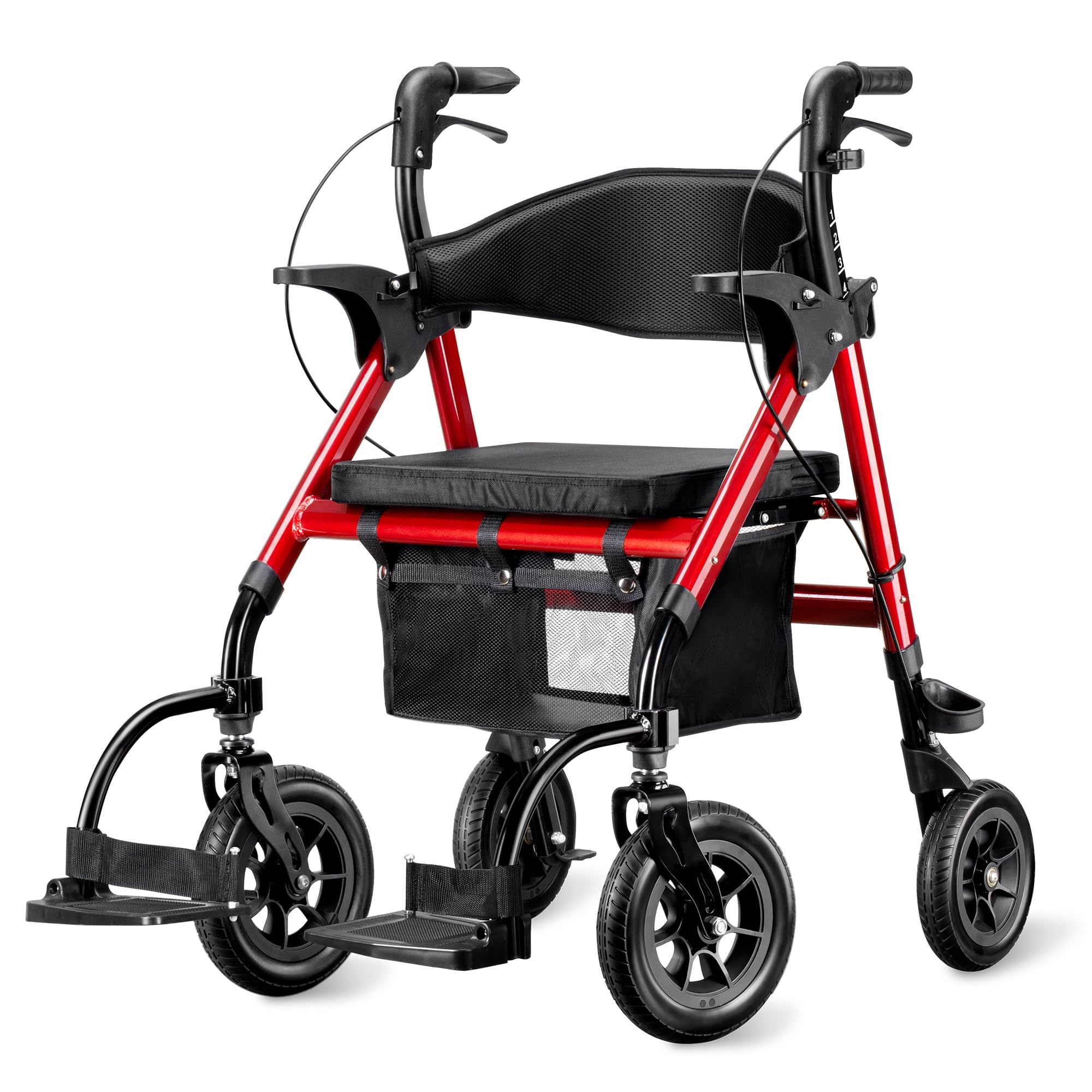 Farani 2 in 1 Walker Wheelchair Combo, Transport Chair Rollator with 10 ...