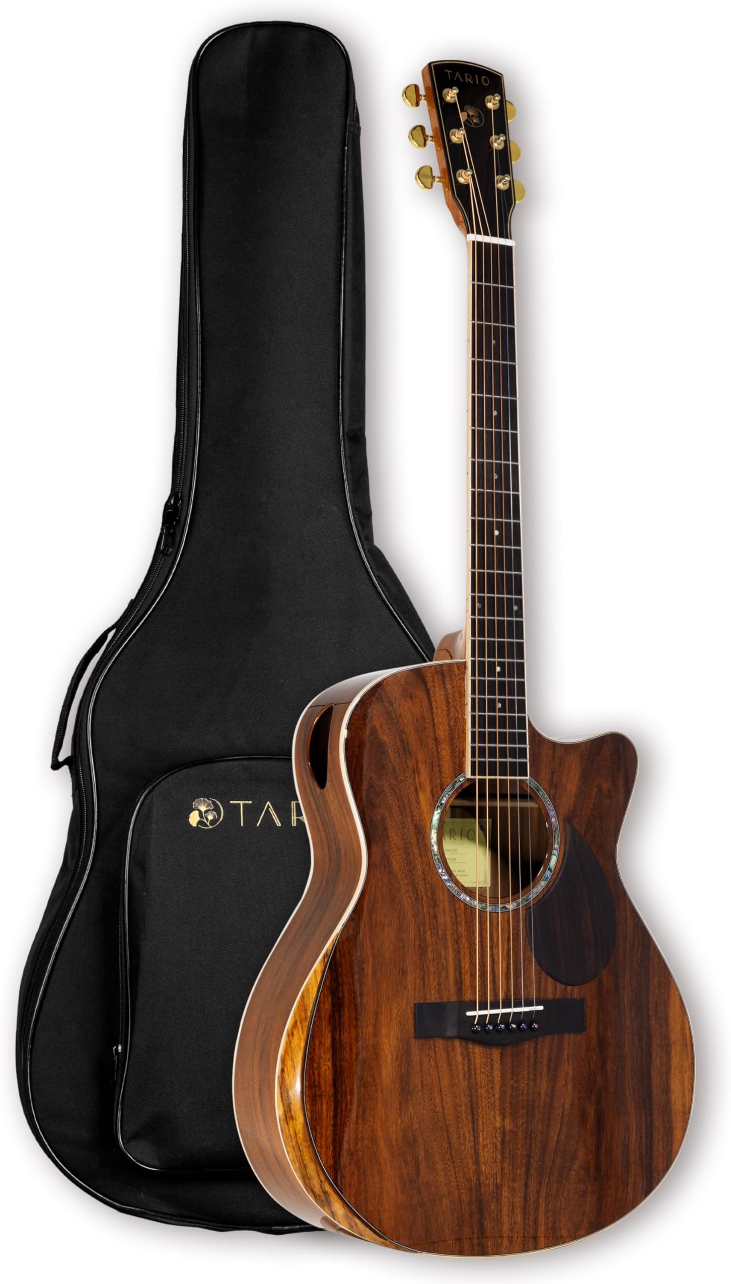 Amazon.com: TARIO 41'' Electric Acoustic Antique Guitar Solid Acacia ...