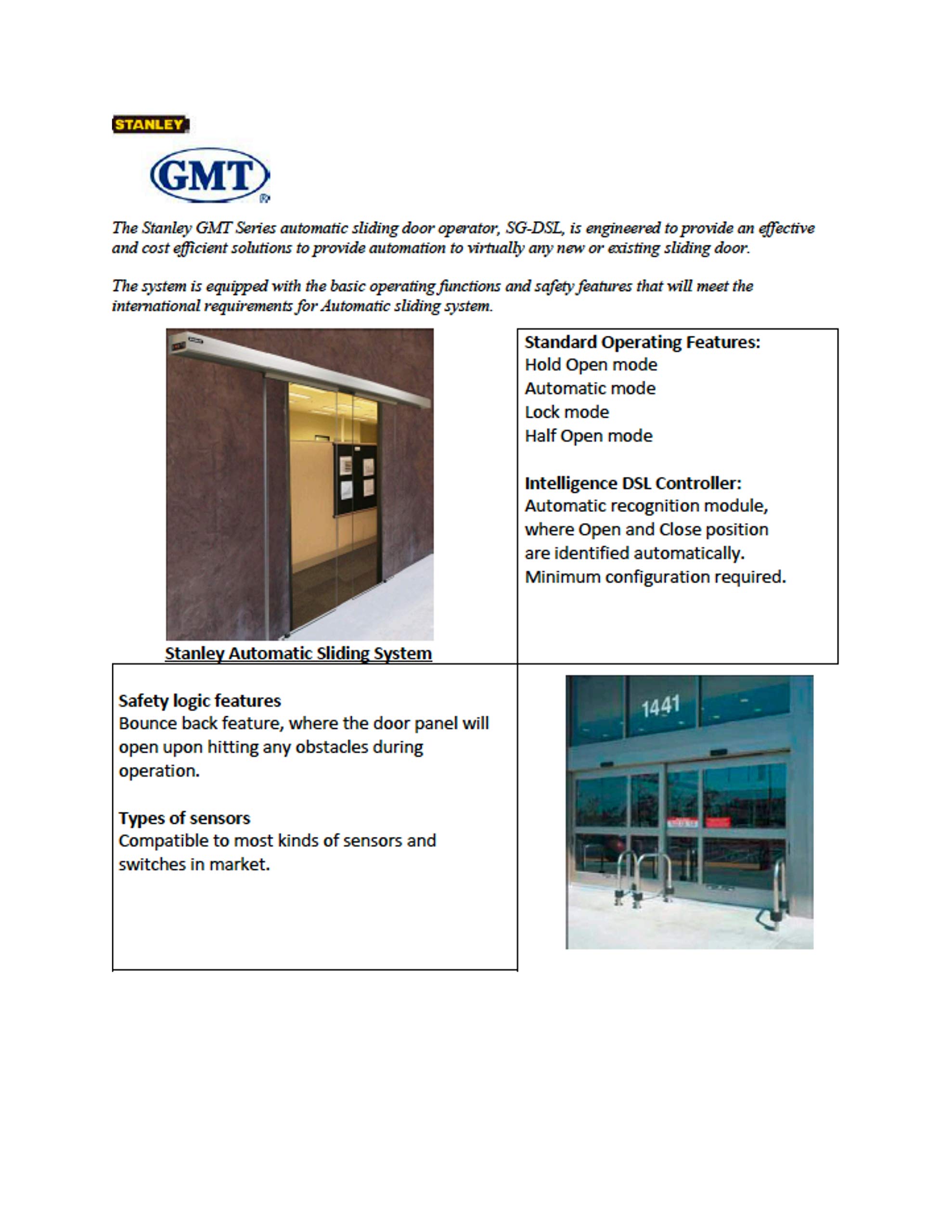 Stanley Automatic Sliding Door Sensors Multi Tech Group
