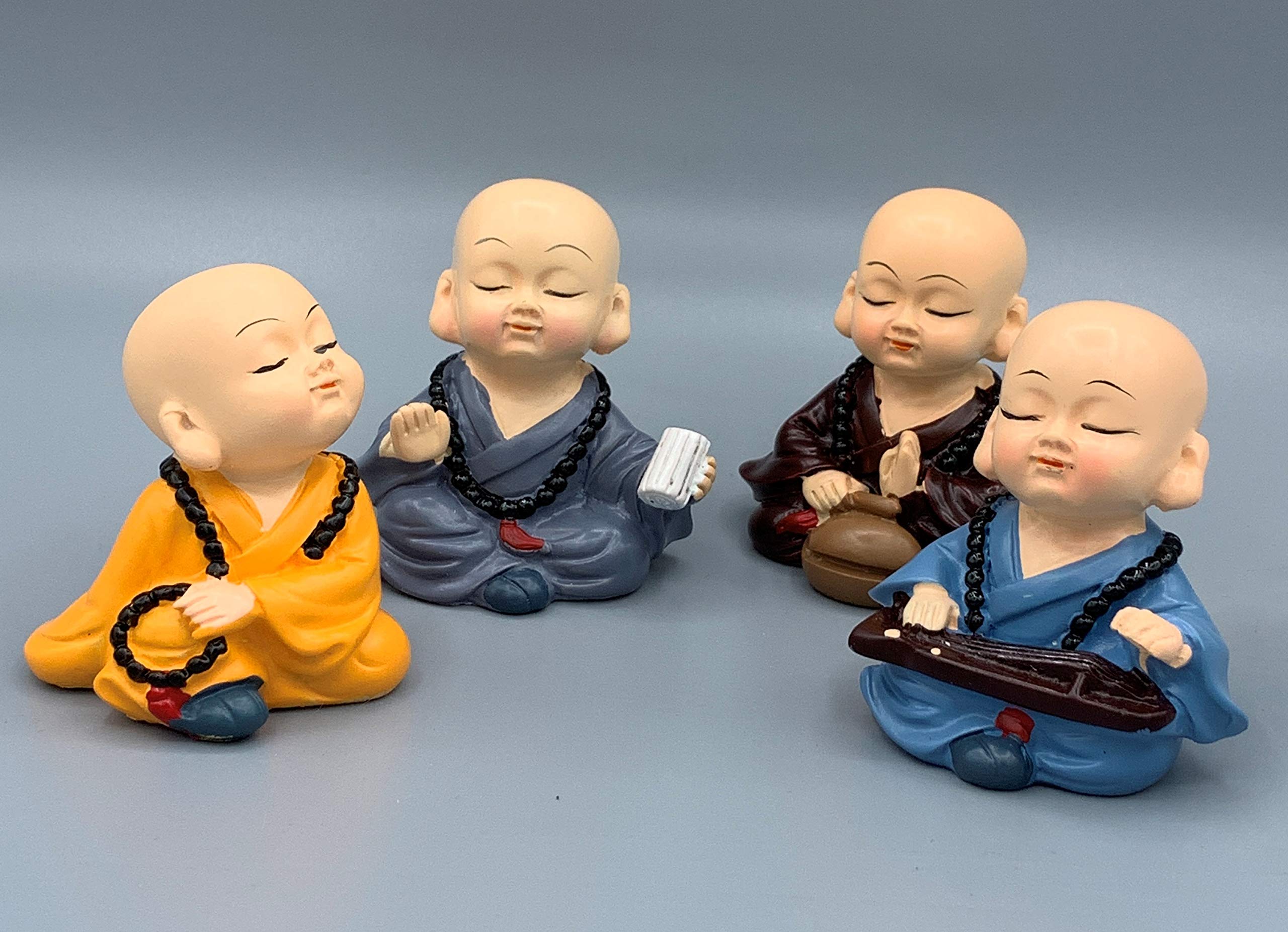Buy Tej Gifts - Set of 4 Cute Monk Little Buddha ShowPiece Beautiful ...