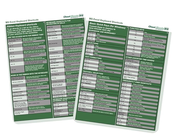 Amazon.com: Microsoft Office Excel 365 Cheat Sheet – Keyboard Shortcuts ...