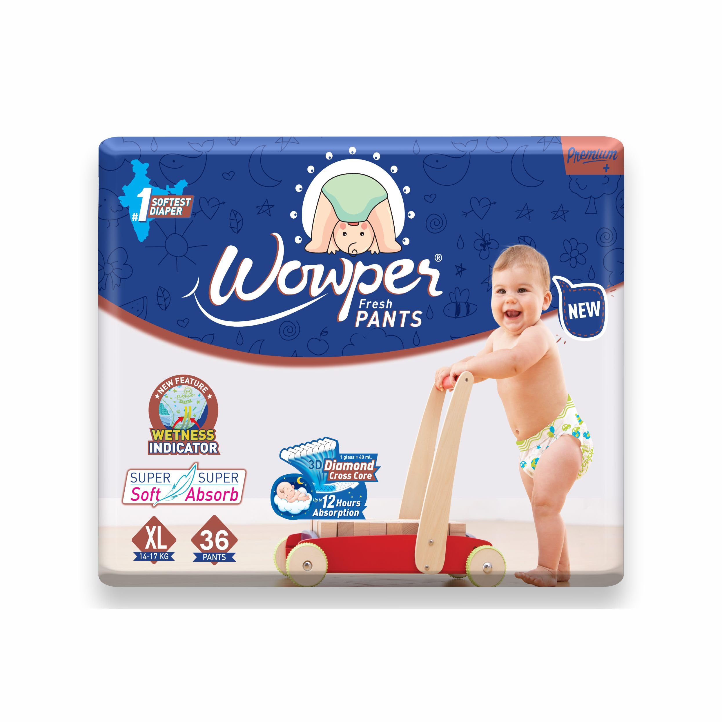 Buy Wowper Baby Diaper Pants | XL-36 counts | Wetness Indicator |Anti ...