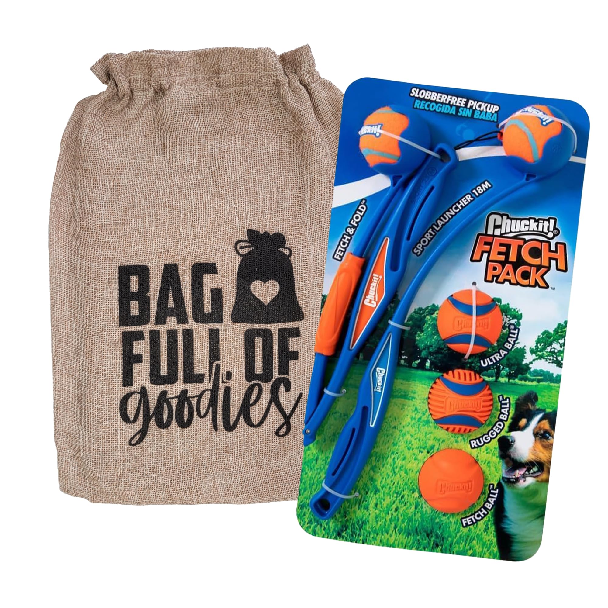 Amazon.com: Dog Gift Bag with Chuckit Ball Launcher Fetch Pack 7-Piece ...