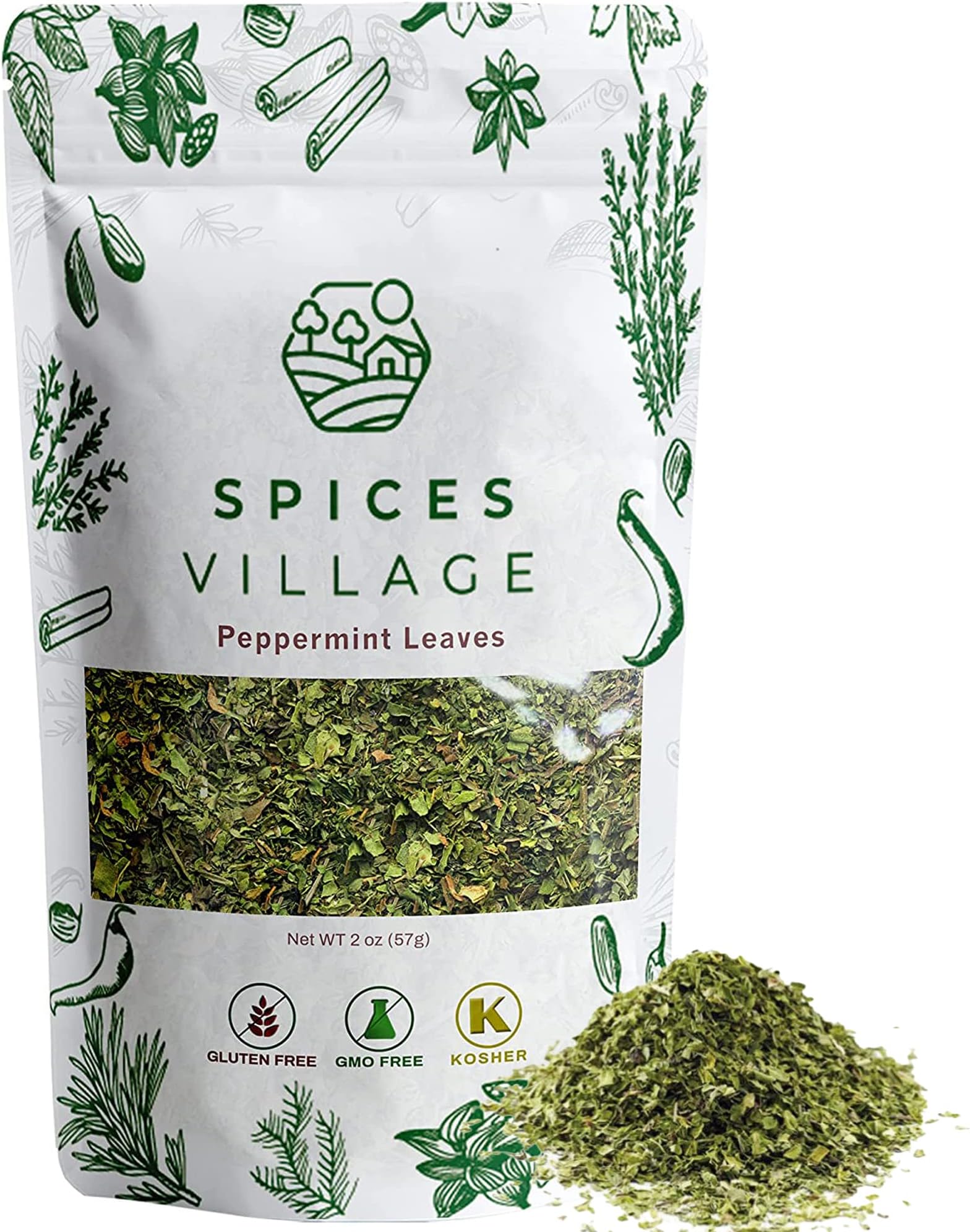 Amazon.com : SPICES VILLAGE Dried Peppermint Leaves (2 oz) - Fresh ...