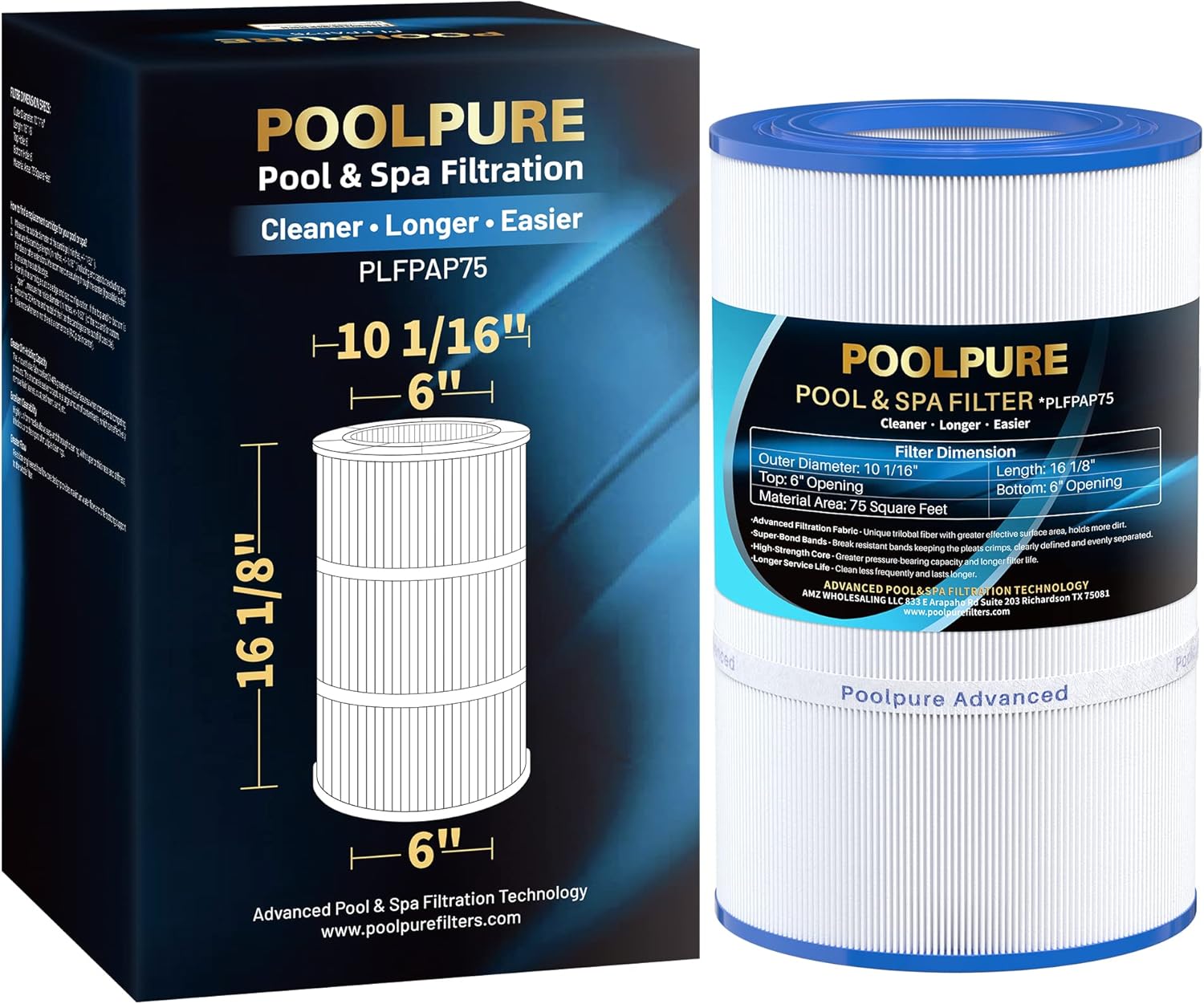 Amazon.com : POOLPURE PAP75 Pool Filter Replaces Pentair CC75, PAP75 ...