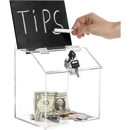 Amazon.com: MyGift Clear Premium Acrylic Fundraising Donation Box ...