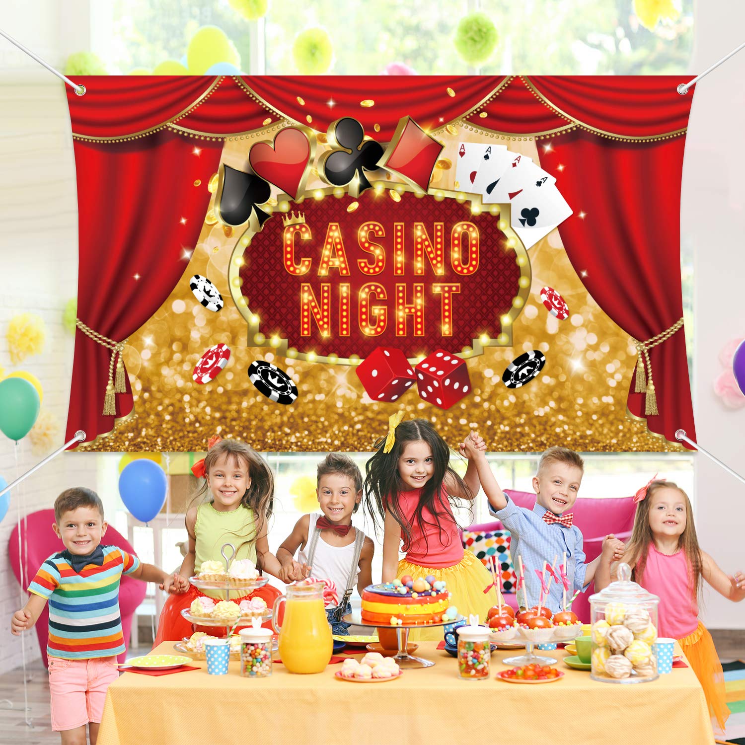 Las Vegas Backdrop Banner Casino Night Birthday Baby Shower Background ...