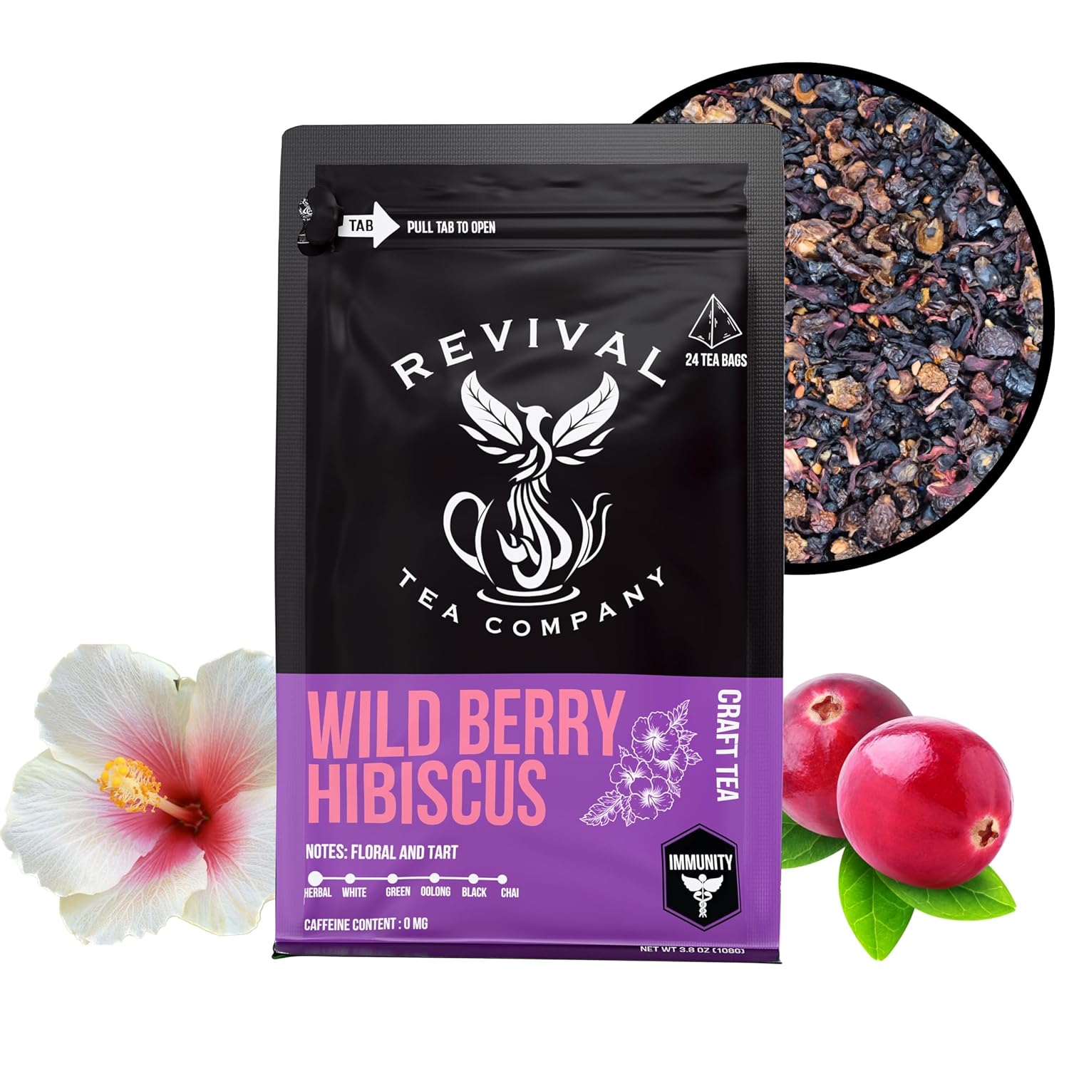 Amazon.com : Revival Tea Company Wild Berry Hibiscus Tea - Herbal Tea Blend with Elderberry and ...