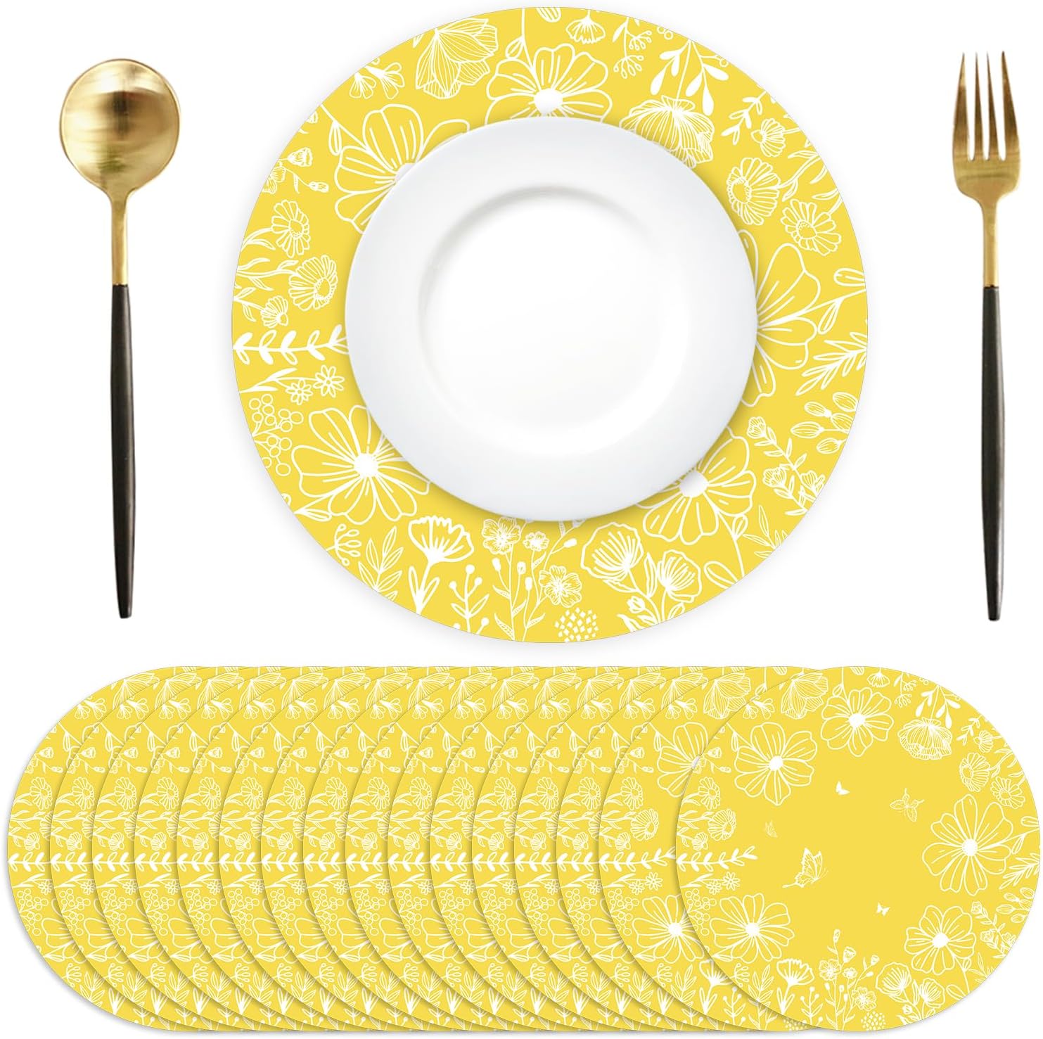 Amazon.com: AimFun 50 Pieces Disposable Daisy Floral Paper Place Mats ...