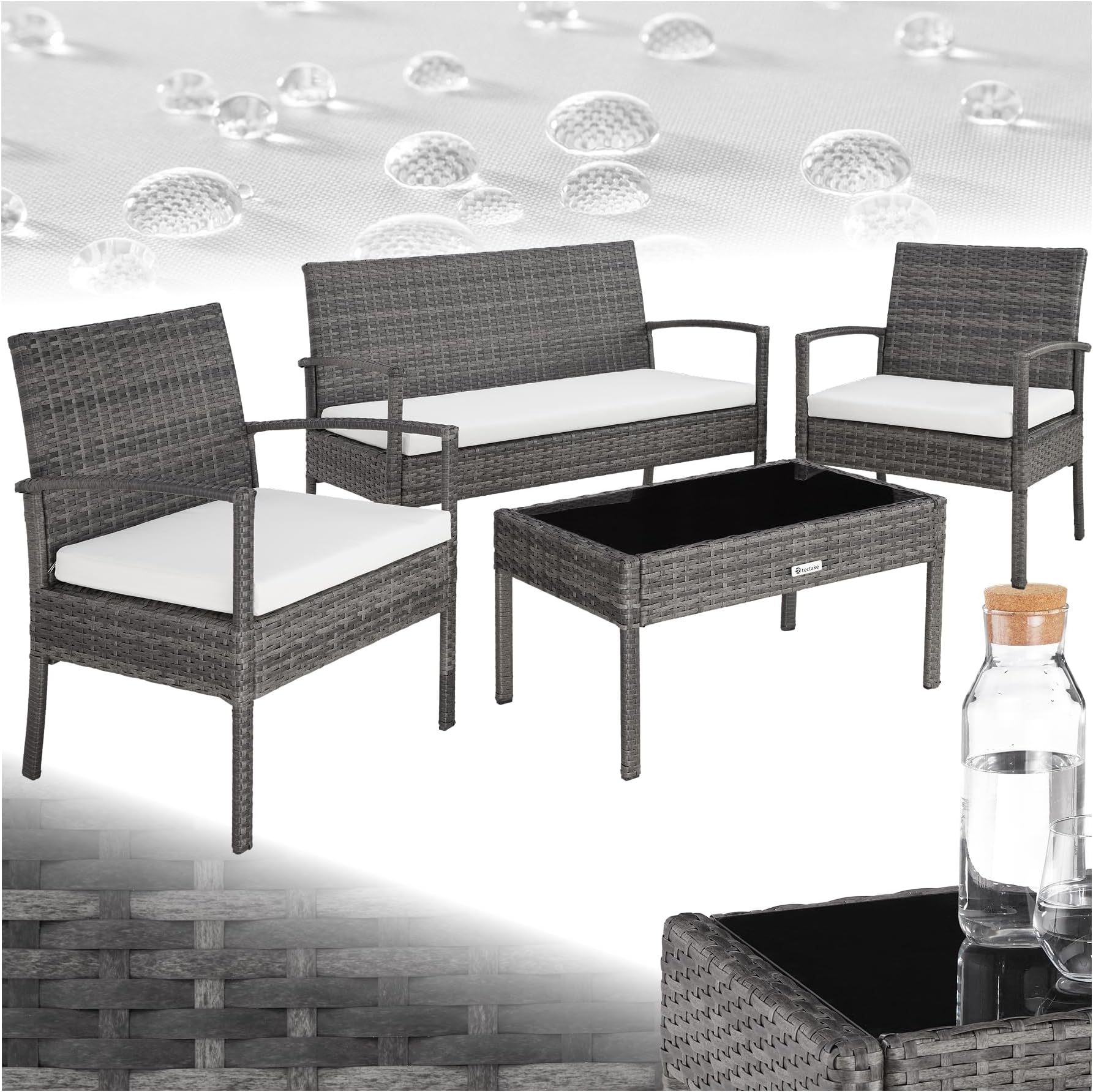 TecTake® Ensemble Salon de Jardin Exterieur 2 Chaise Confortable avec ...