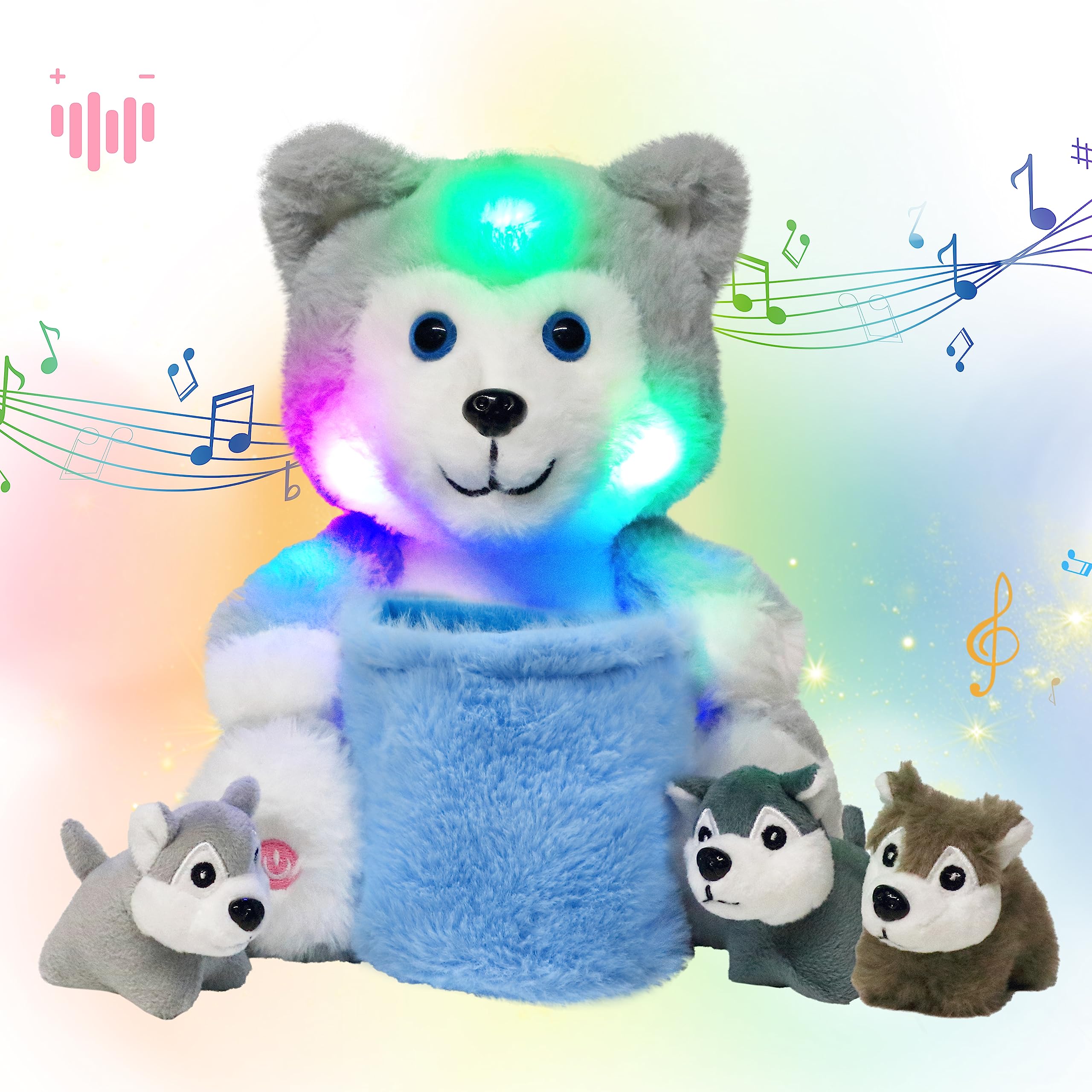 Amazon.com: Hopearl LED Musical Stuffed Husky with Removable Bucket ...