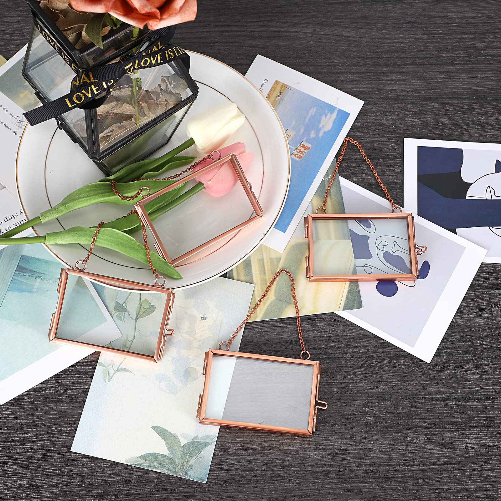 Snapklik.com : Set Of 4 Mini Brass Wall Hanging Photo Frame, Glass ...