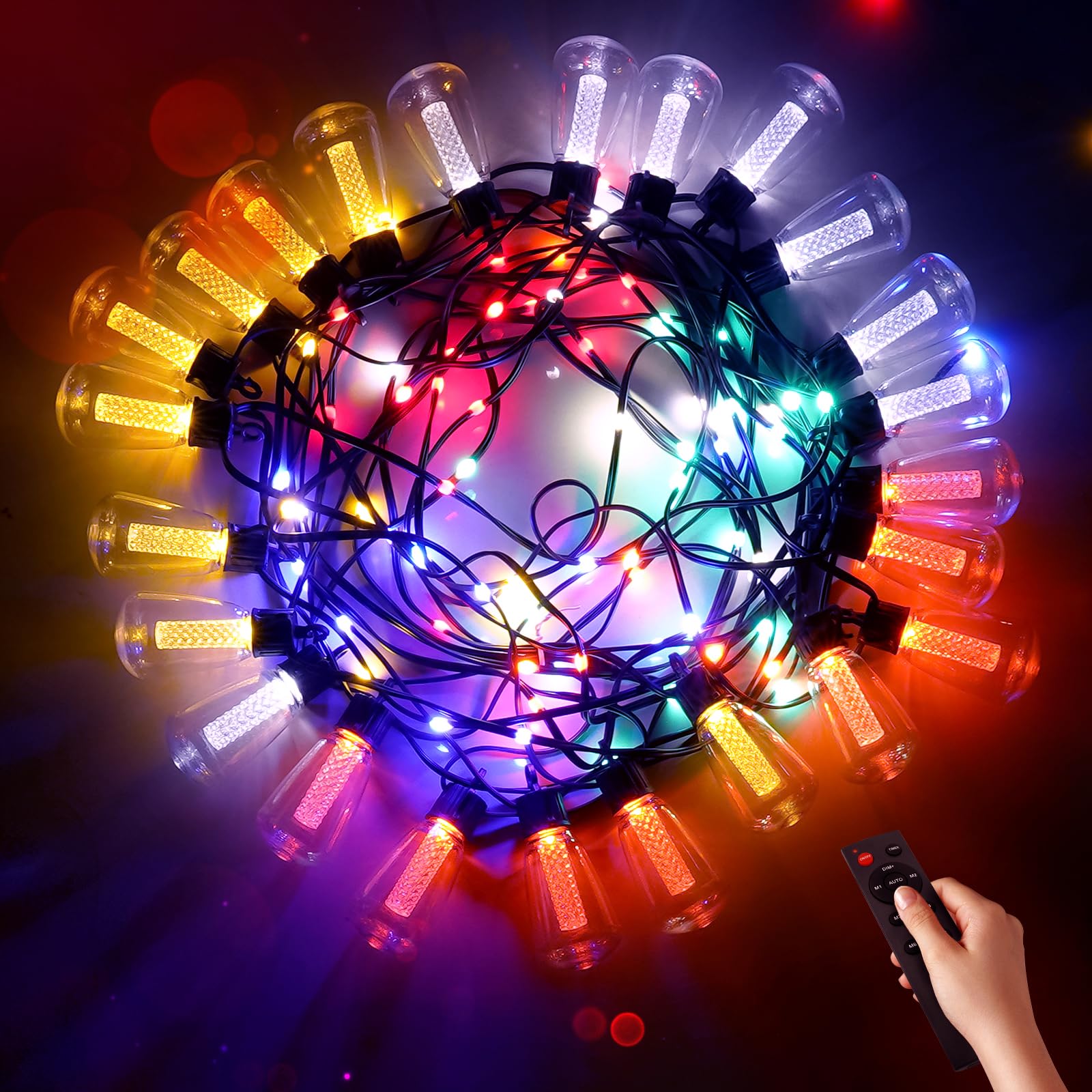 YAYZA! 50FT String Lights -Multi Color+Warm White (2 in 1), Color ...