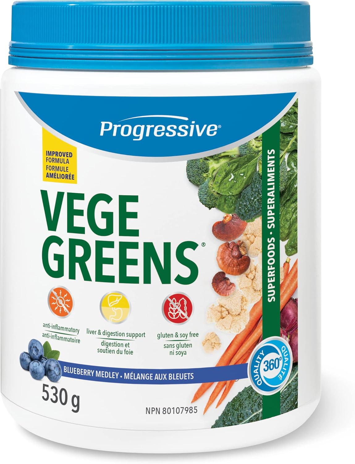 Progressive VegeGreens Blueberry Medley, Vegan Canadian-Made Superfoods ...
