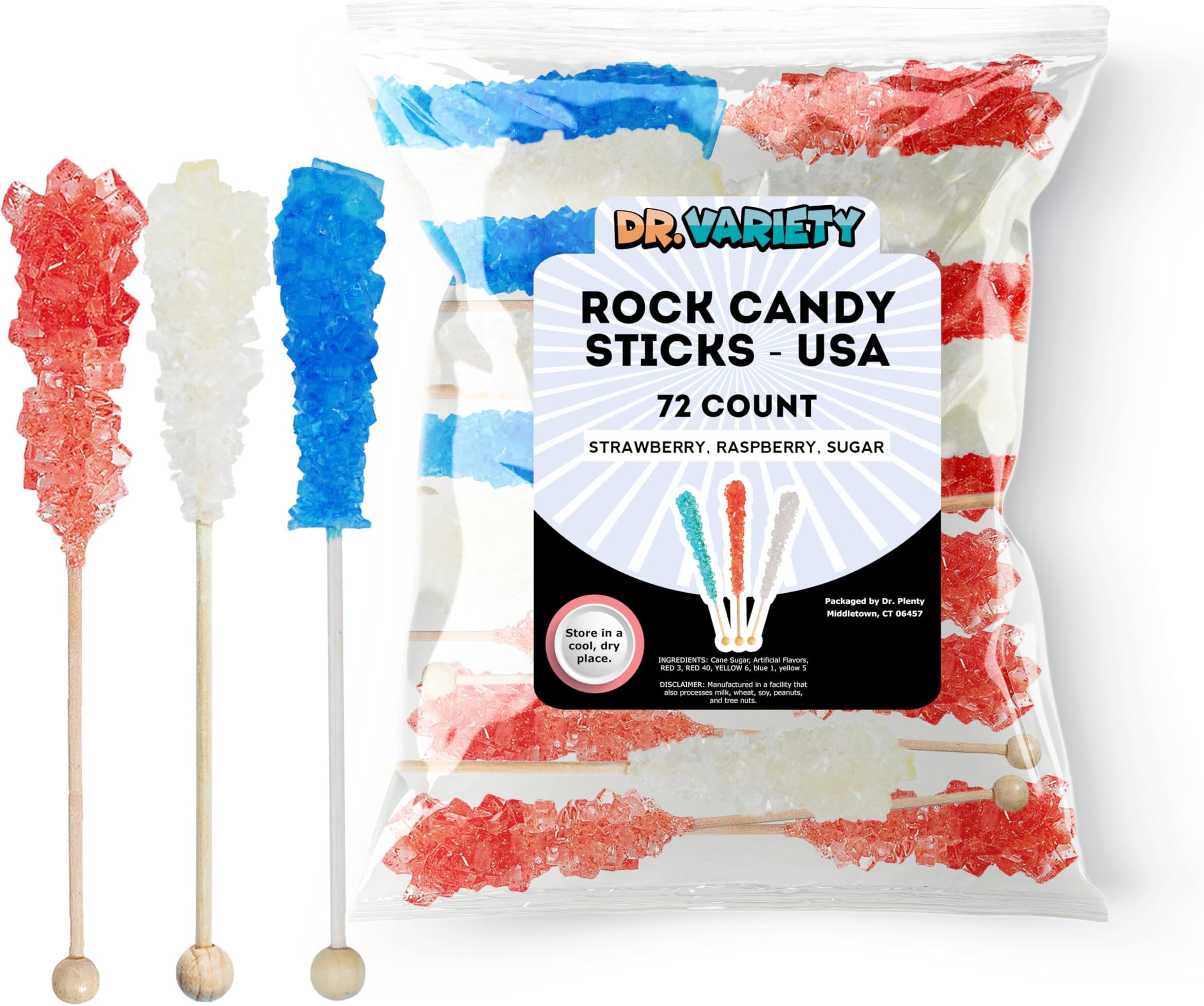 Amazon.com : USA Rock Candy on a Stick '72 Pack' - Bulk INDIVIDUALLY ...