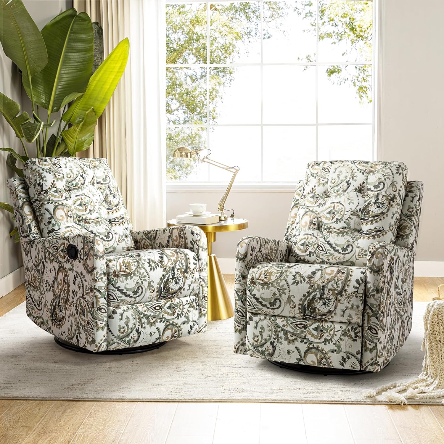 Amazon.com: HULALA Home Recliner Chair Set of 2, Modern Printed Fabric ...