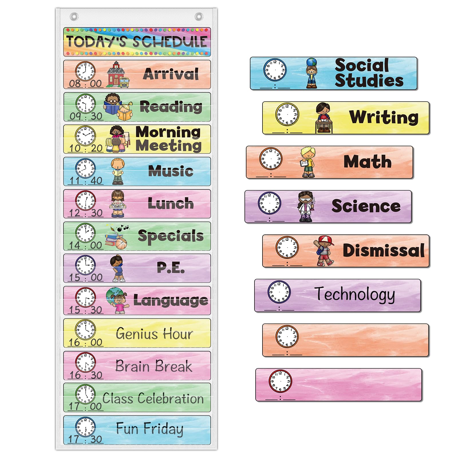 Amazon.com: ABCxGOOD Daily Schedule Pocket Chart, Visual Schedule ...