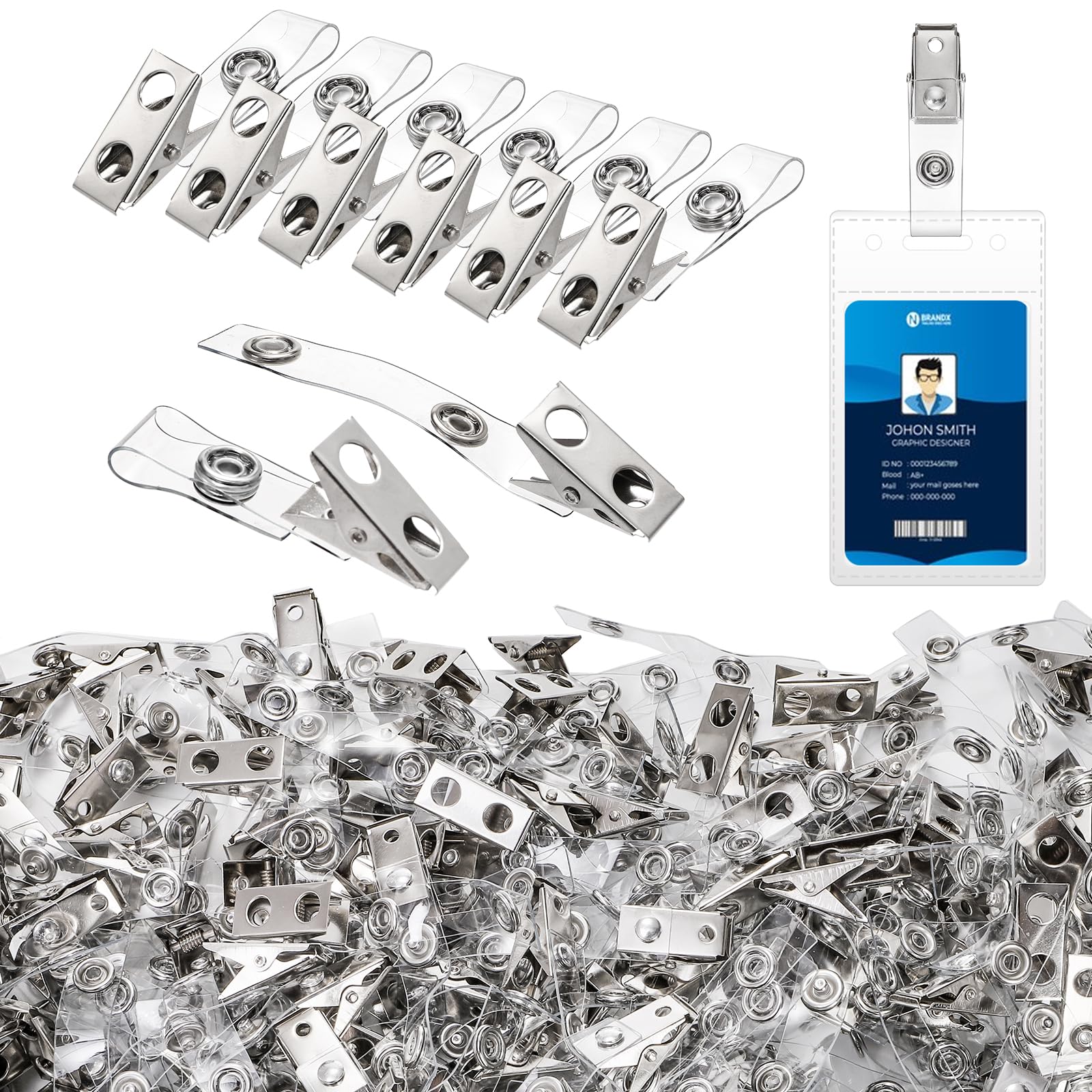Amazon.com : WUWEOT 300 Pack Metal ID Badge Clips, Double Hole ...