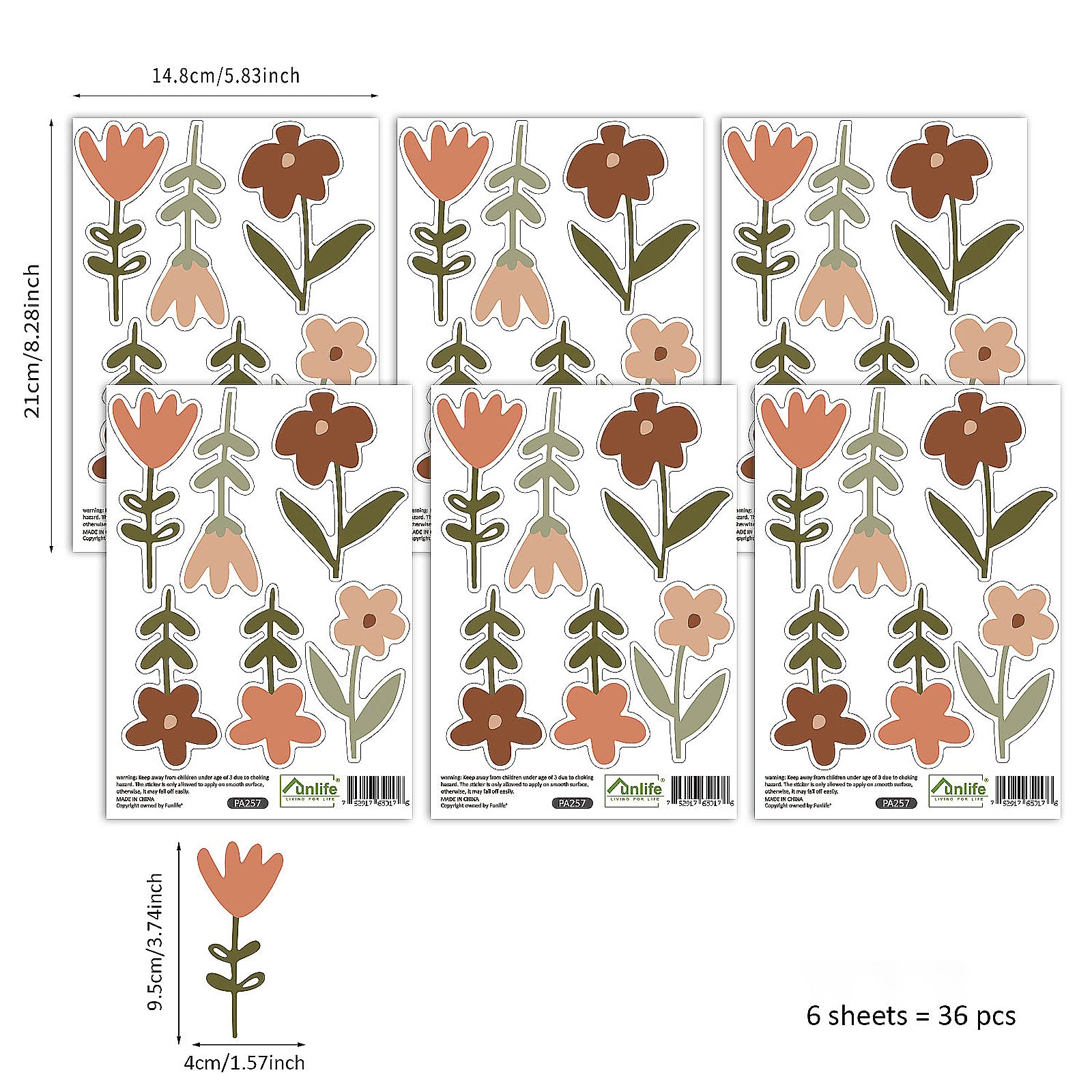 Snapklik.com : Boho Flowers Wall Stickers, Creative Peel And Stick ...