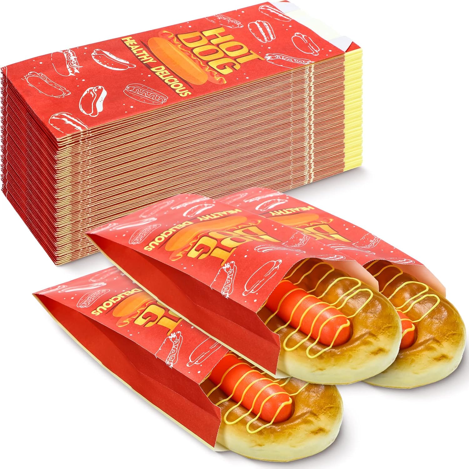 Amazon.com: 300 Pcs Hot Dog Wrappers 3.5 x 1.5 x 9 Inch Printed Hot Dog ...