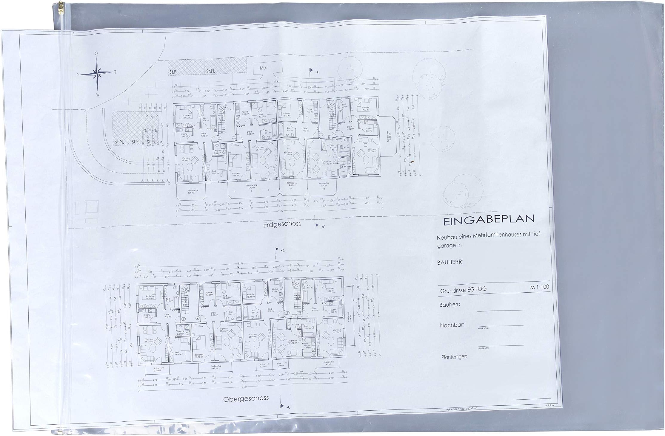 Blueprint sleeves Böck KG A1 640 x 900 mm 10-pack protective blueprint ...