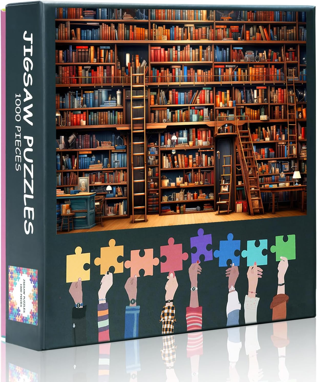 Amazon.com: Vintage Library 1000 Piece Puzzle for Adults Bookshelf ...