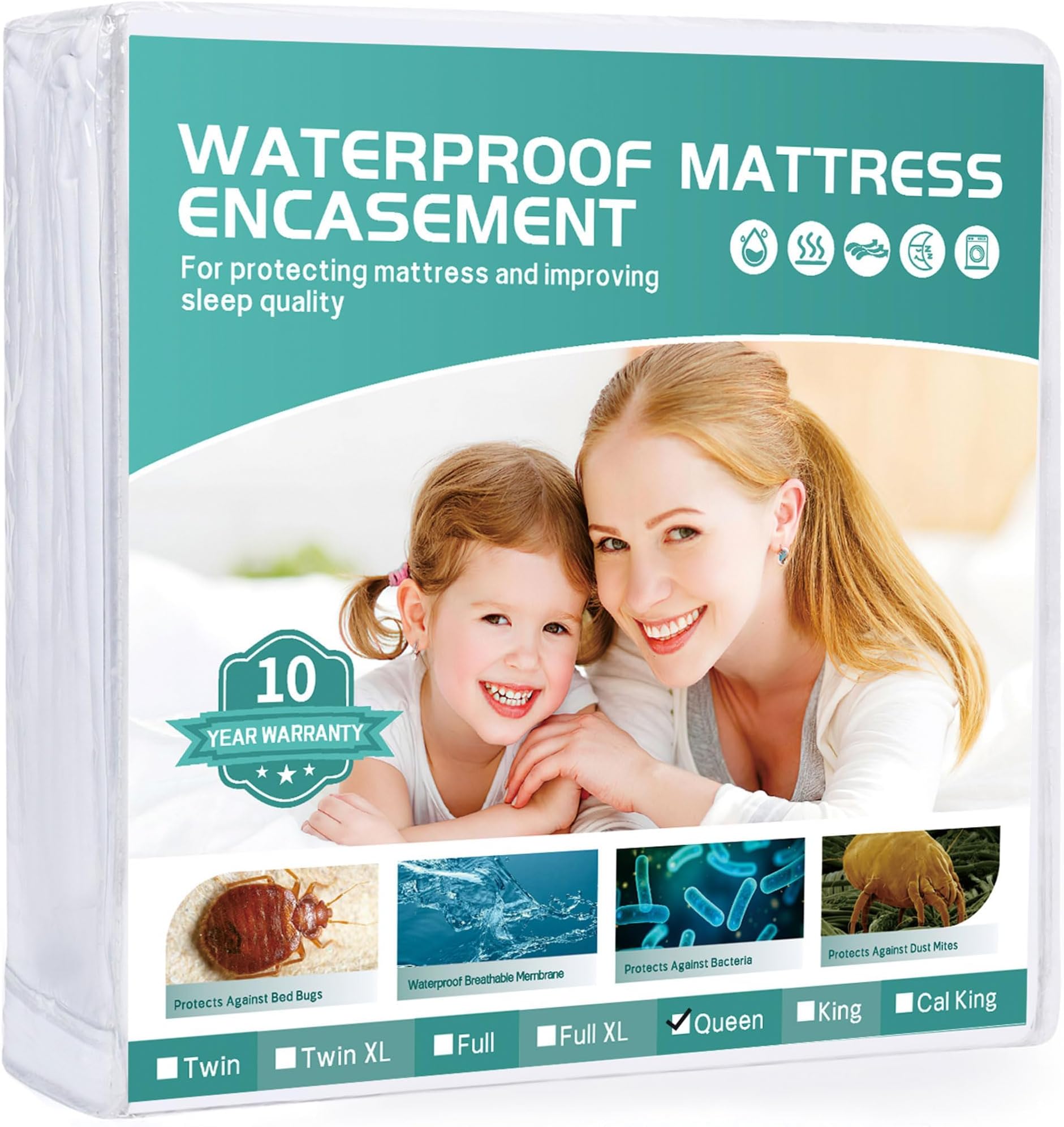 Amazon.com: Utopia Bedding Zippered Mattress Encasement Queen, 100% ...