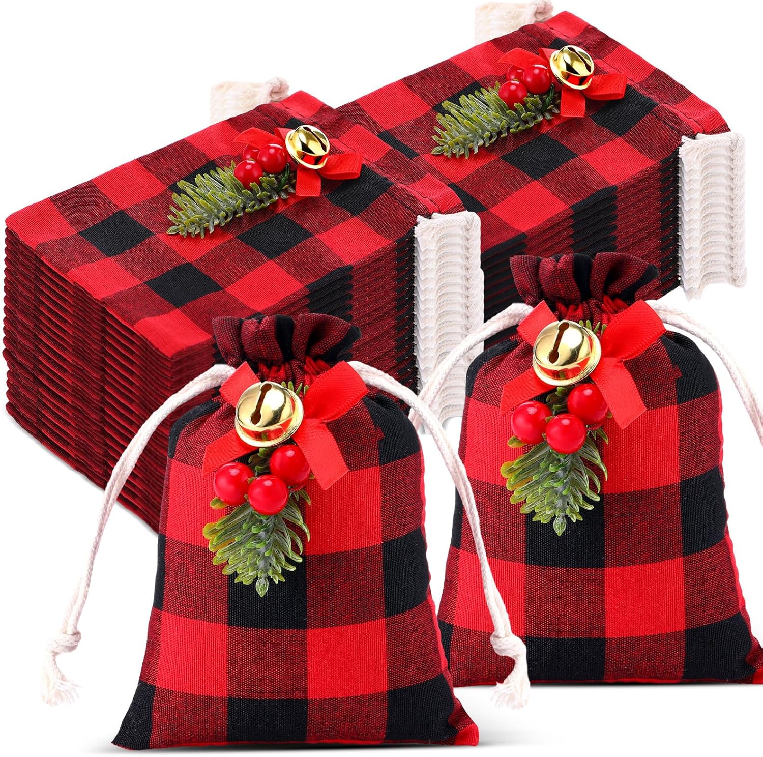 Amazon.com: Wesnoy 24 Pcs Christmas Burlap Gift Bags with Drawstring ...
