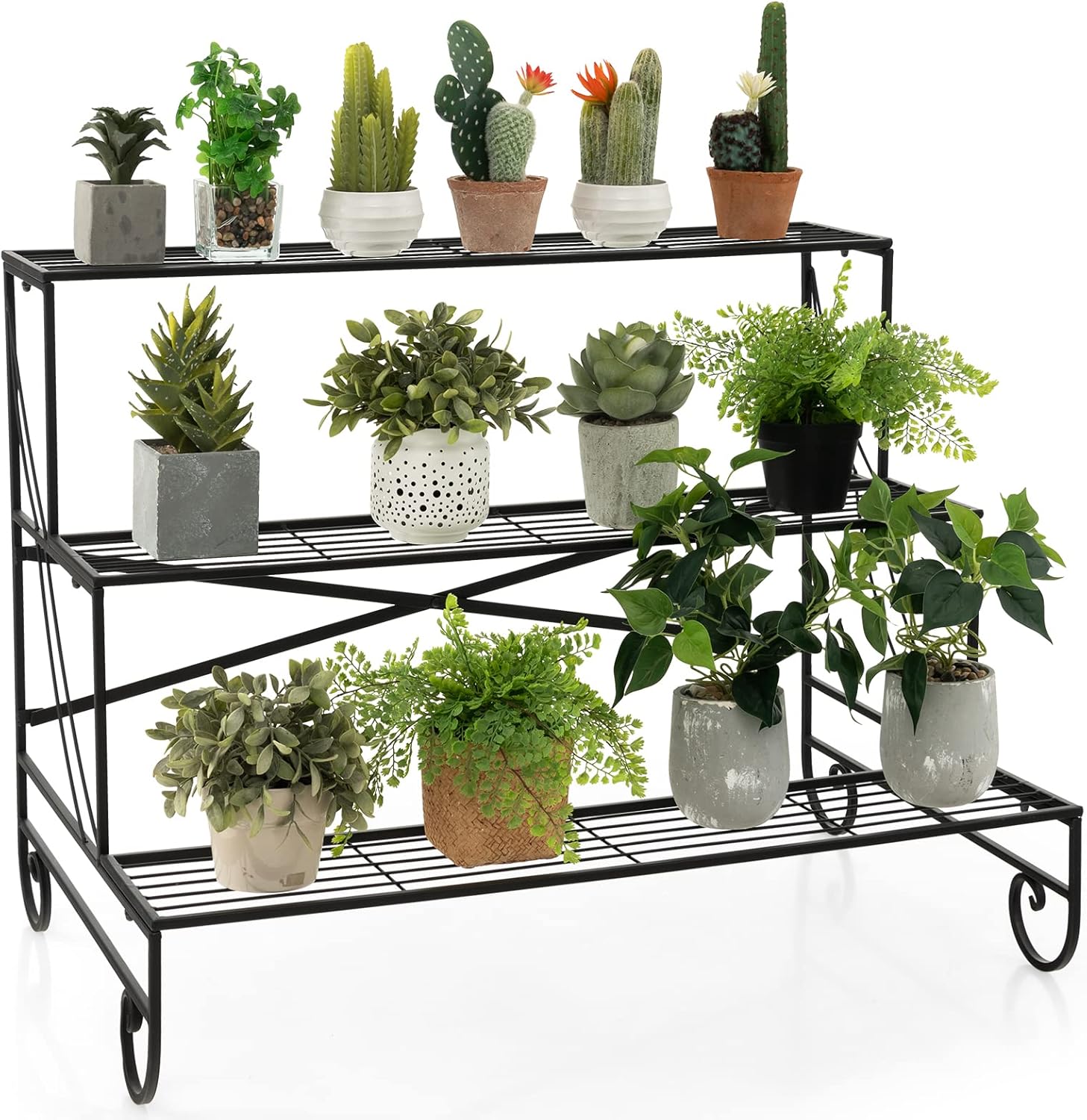 Amazon.com: Giantex 3 Tier Metal Plant Stand, Ladder Shaped Flower Pot ...