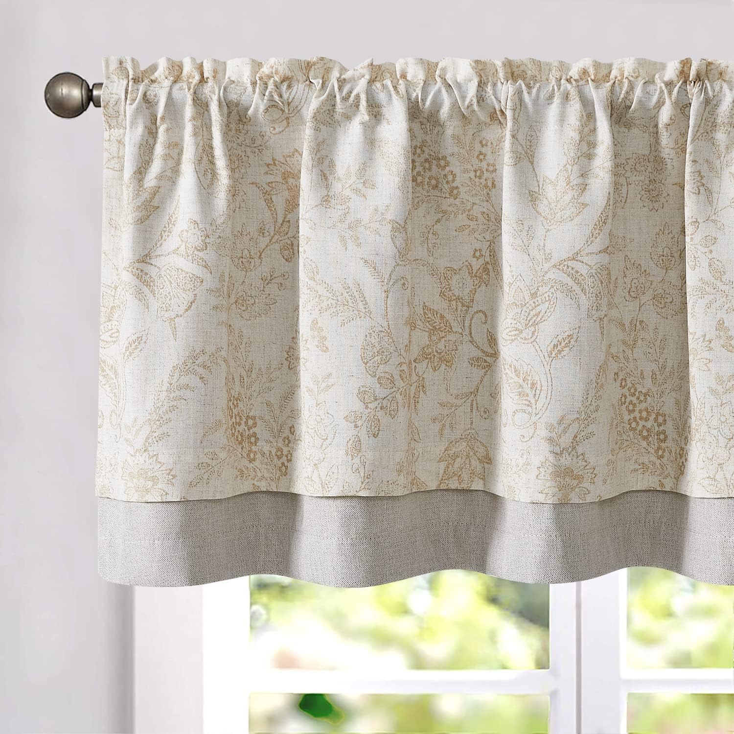 jinchan Floral Valance Curtains Blackout Kitchen Valance for Windows ...