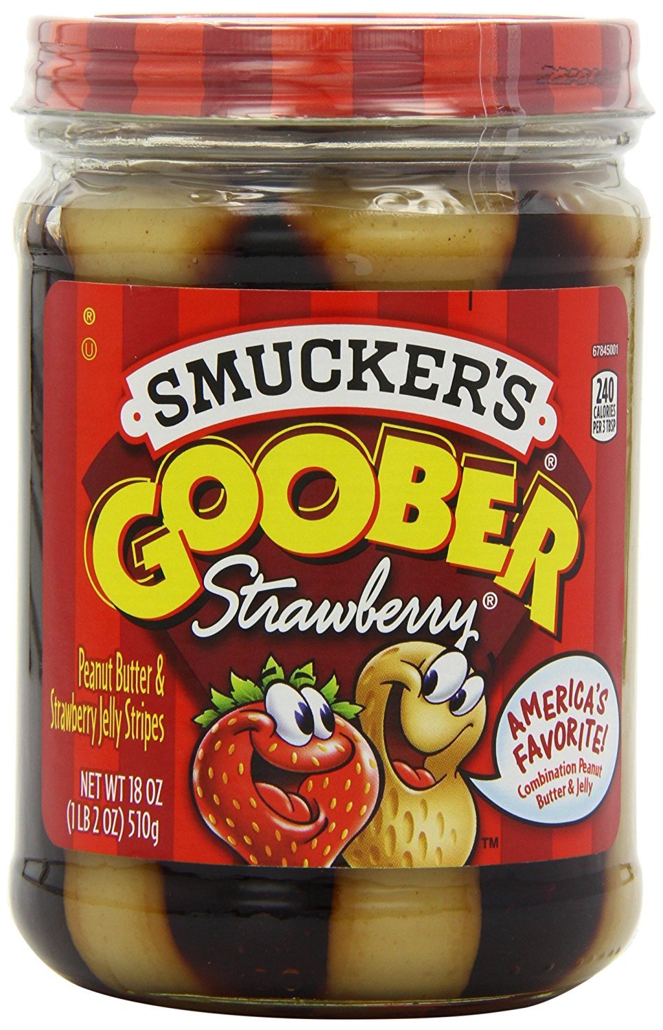 Amazon.com : Smucker's Goober PB & Strawberry Jelly Stripes - 18 oz ...