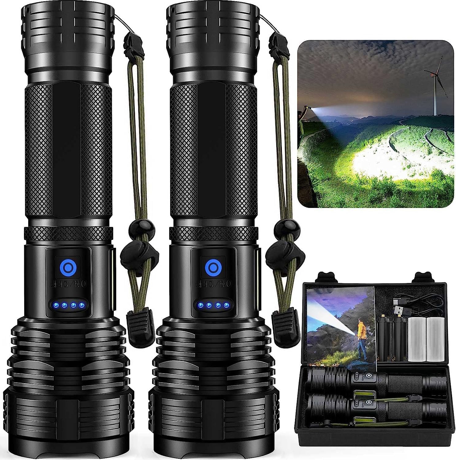 Flashlights LED High Lumens Rechargeable, 250,000 Lumen Super Bright ...