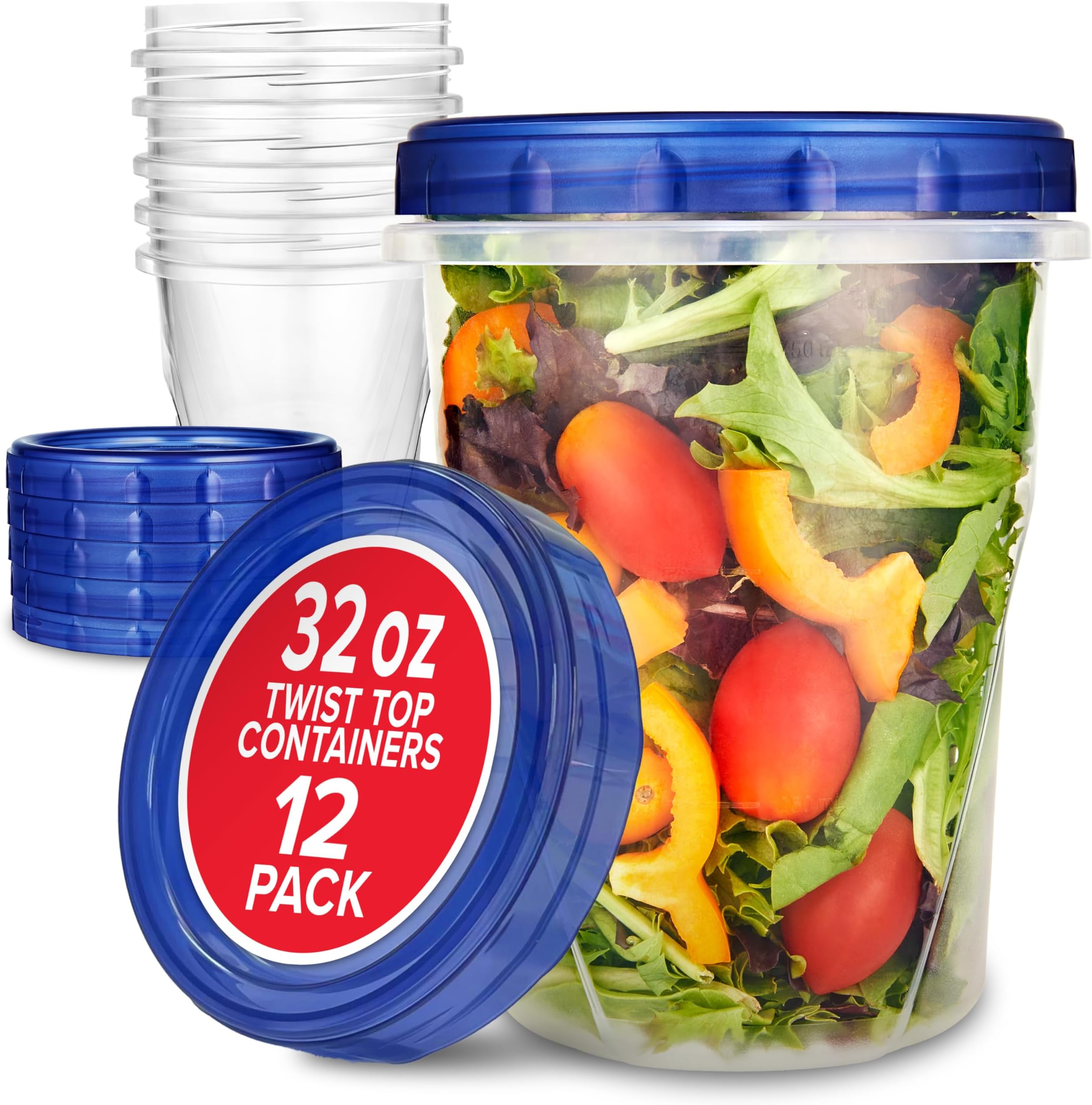 Amazon.com: Stock Your Home 32oz Plastic Containers with Twist Top Lids ...