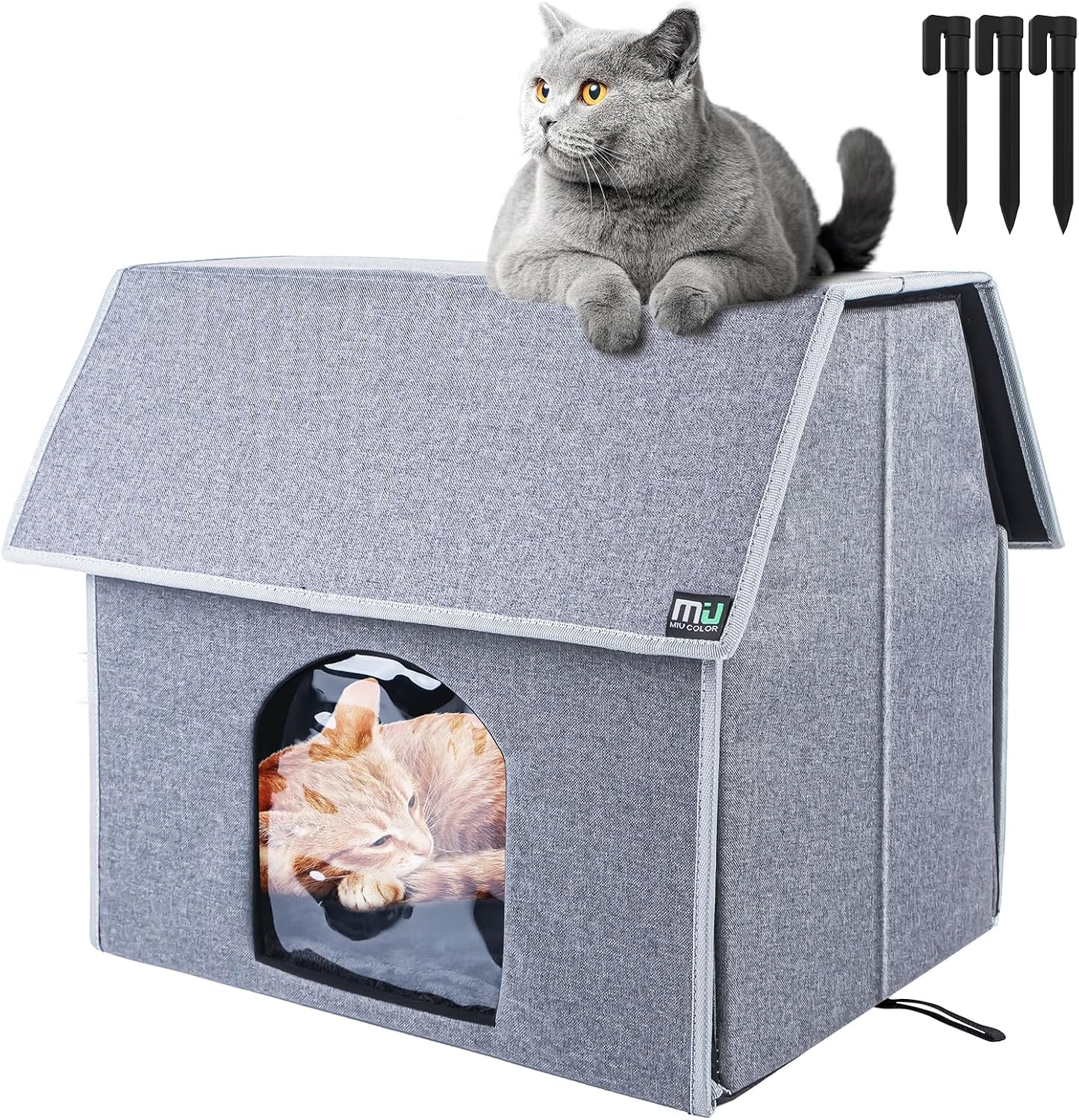 MIU Color Outdoor Cat House, Large Weatherproof Cat Houses for Outdoor ...