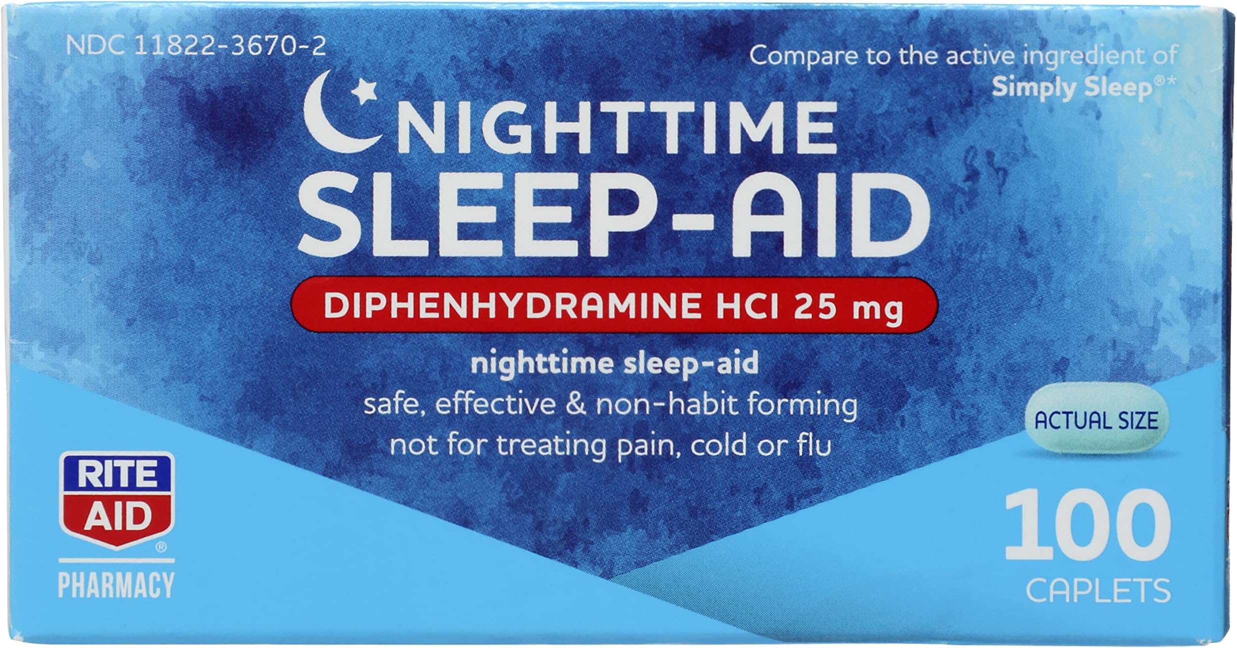 Amazon.com: Rite Aid Nighttime Sleep Aid Diphenhydramine HCI 25 mg, 100 ...