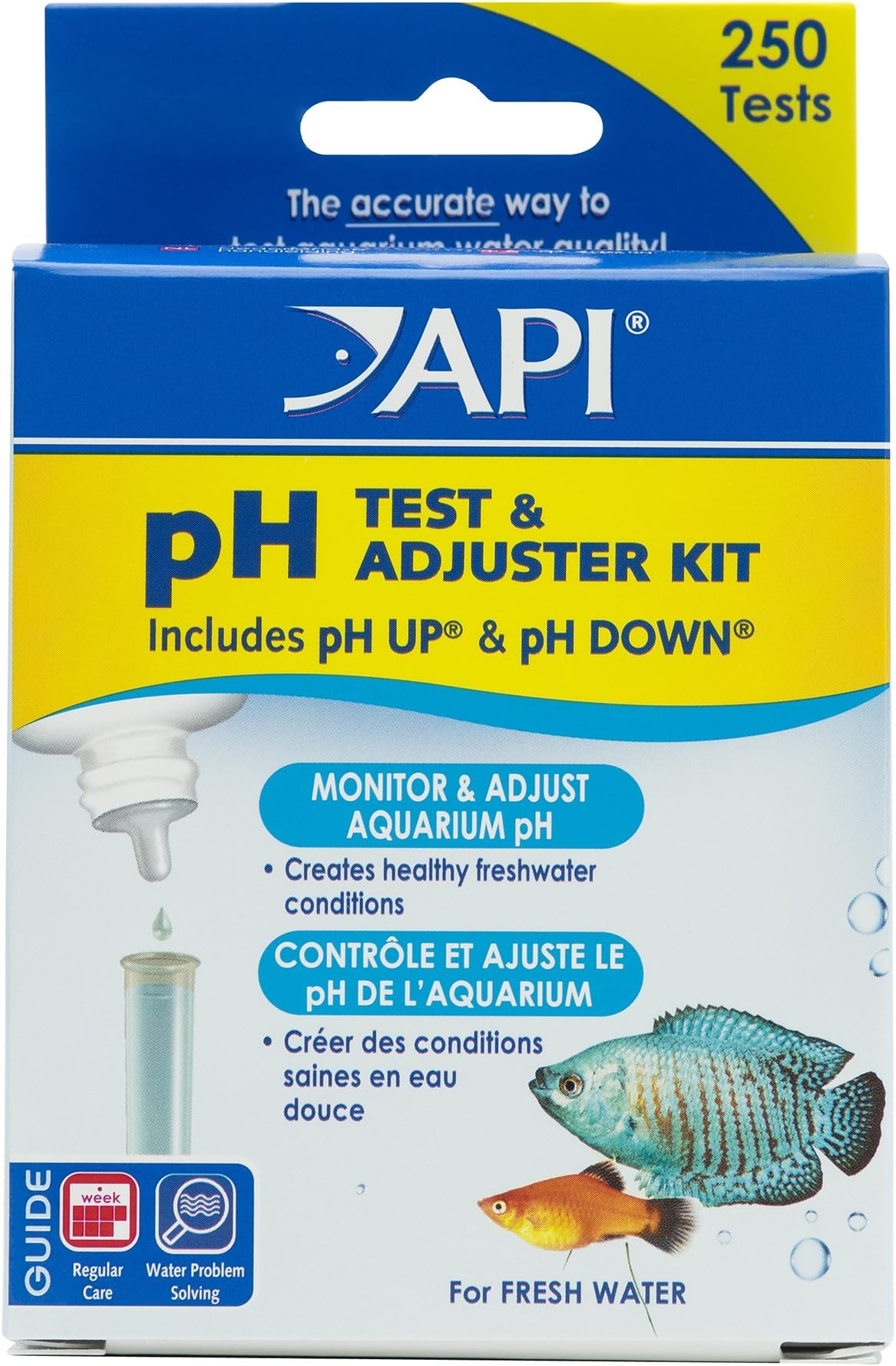 API pH TEST & ADJUSTER KIT 250-Test Freshwater Aquarium Water pH Test ...