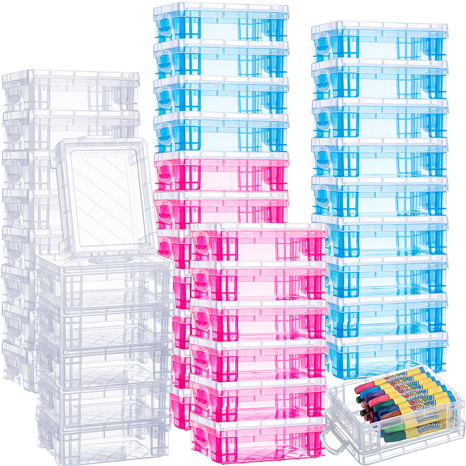 Amazon.com: Suzile 40 Pcs Plastic Crayon Boxes with Snap Lid Crayon ...