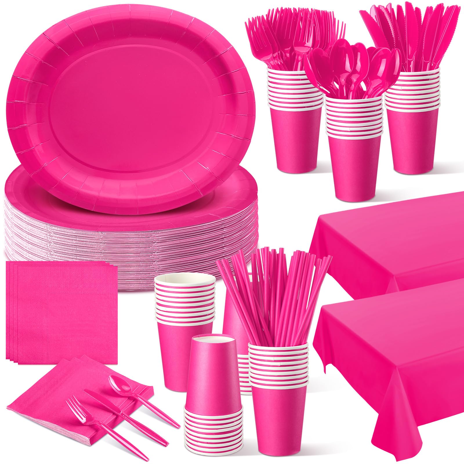 Tioncy 462 Pcs Party Supplies Set Paper Plates Serves 60 Guests ...