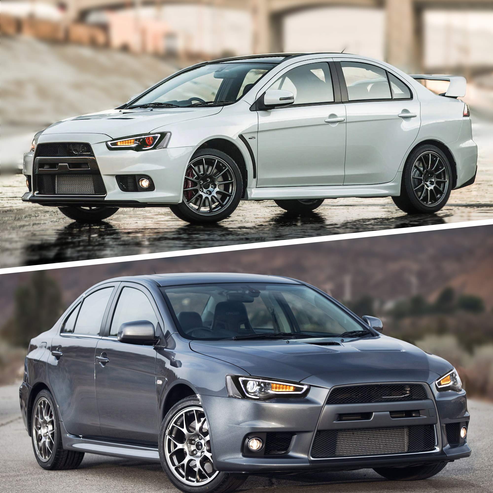 VLAND LED DRL Headlights Rear Light for Lancer EVO X 2008-2018 Tail ...