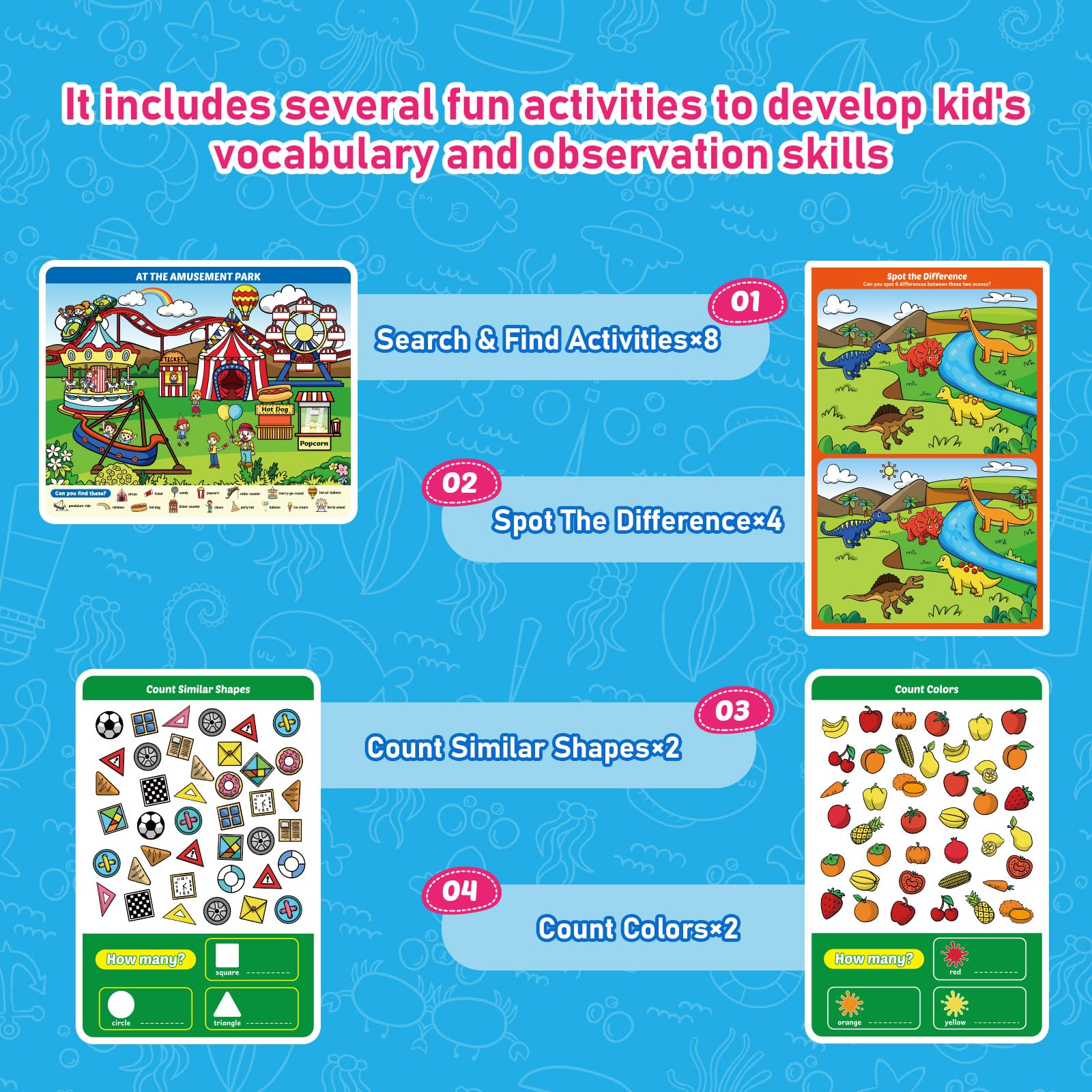 Snapklik.com : Search And Find Cards Educational Toys,Reusable Dry ...