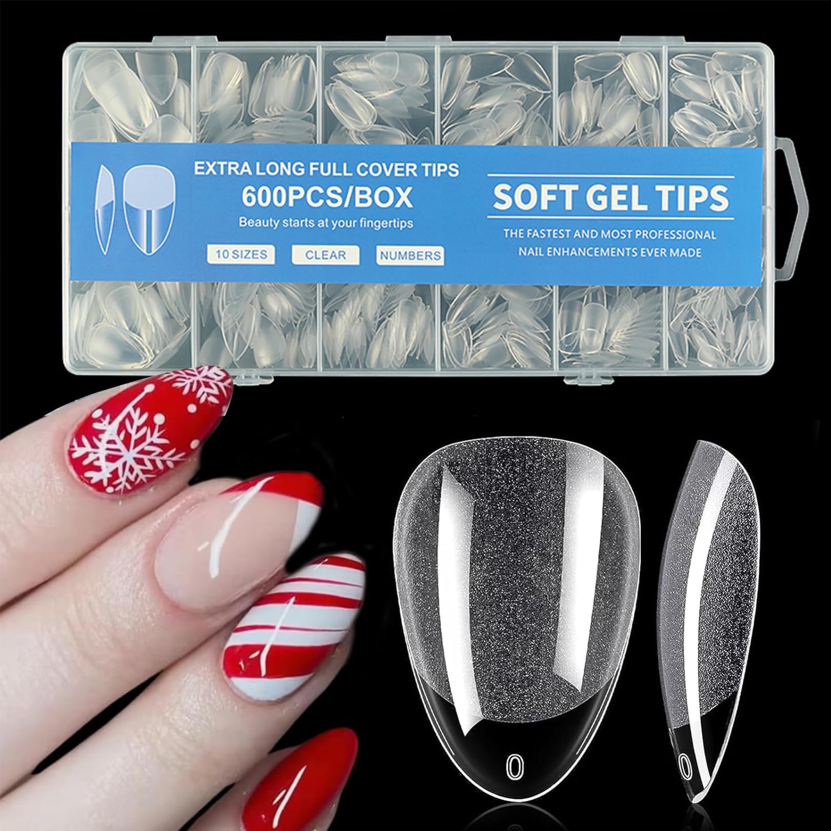 UKKQES 600pcs False Nail Tips, Gel X Nail Tips Clear Fake Nails Full ...