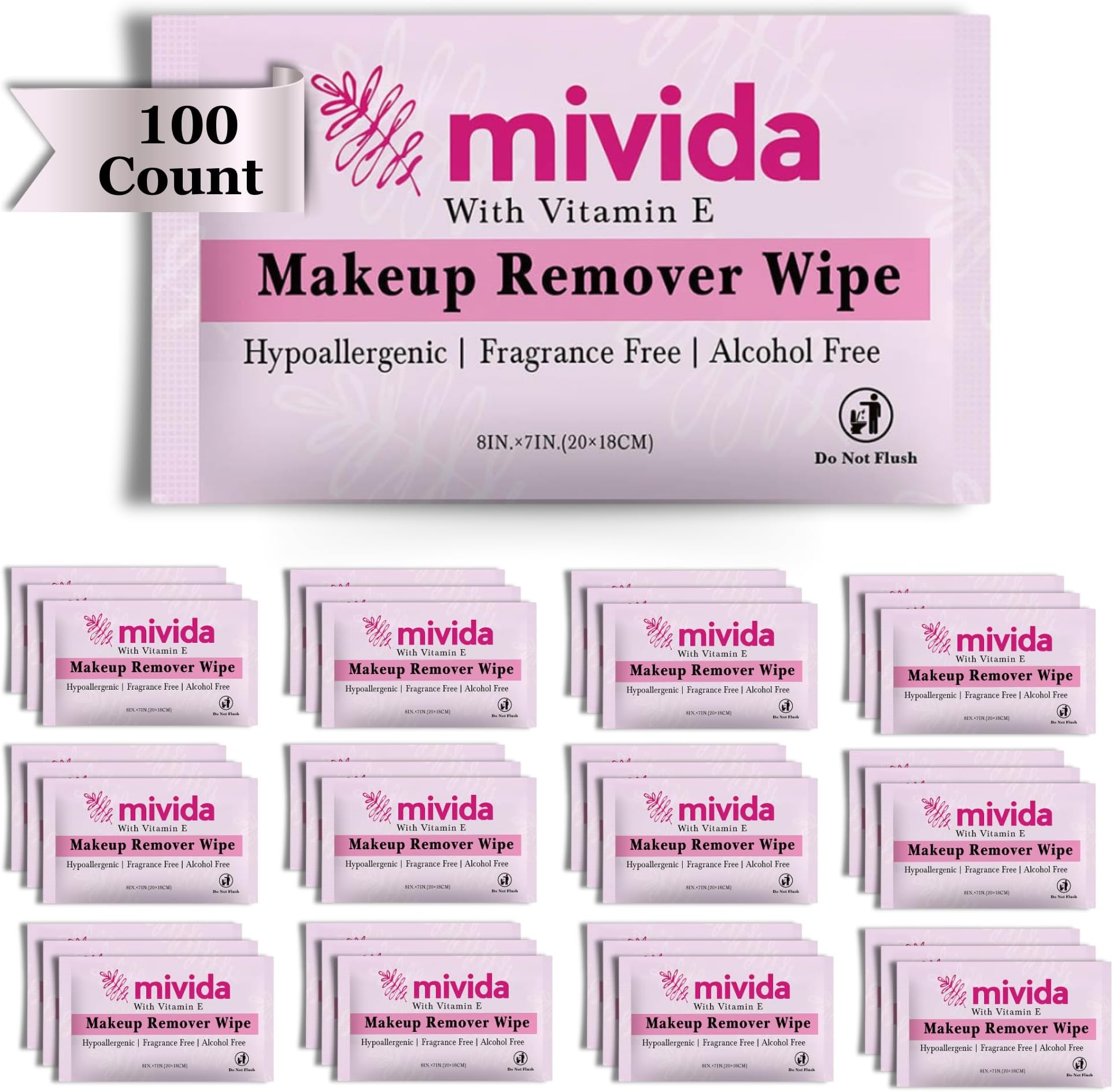 Amazon.com: mivida 100 Count Individually Wrapped Makeup Remover Wipes ...
