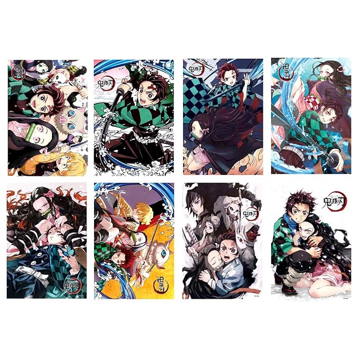 Buy Demon Posters Slayer Kimetsu No Yaiba Poster Set of 8 Anime Wall ...