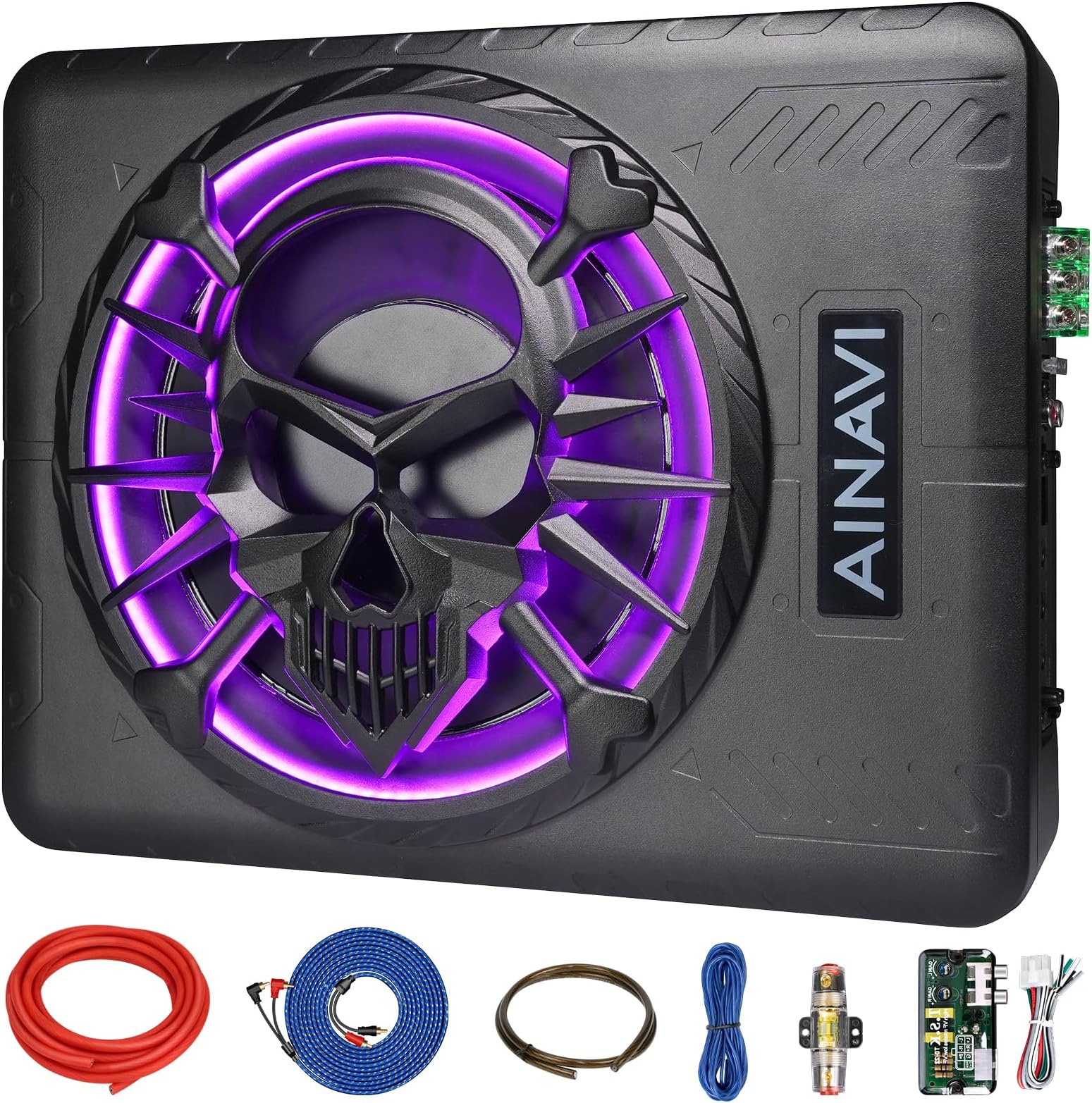 Amazon.com: AINAVI 10" Active Slim Under Seat Car Subwoofers - 800W ...