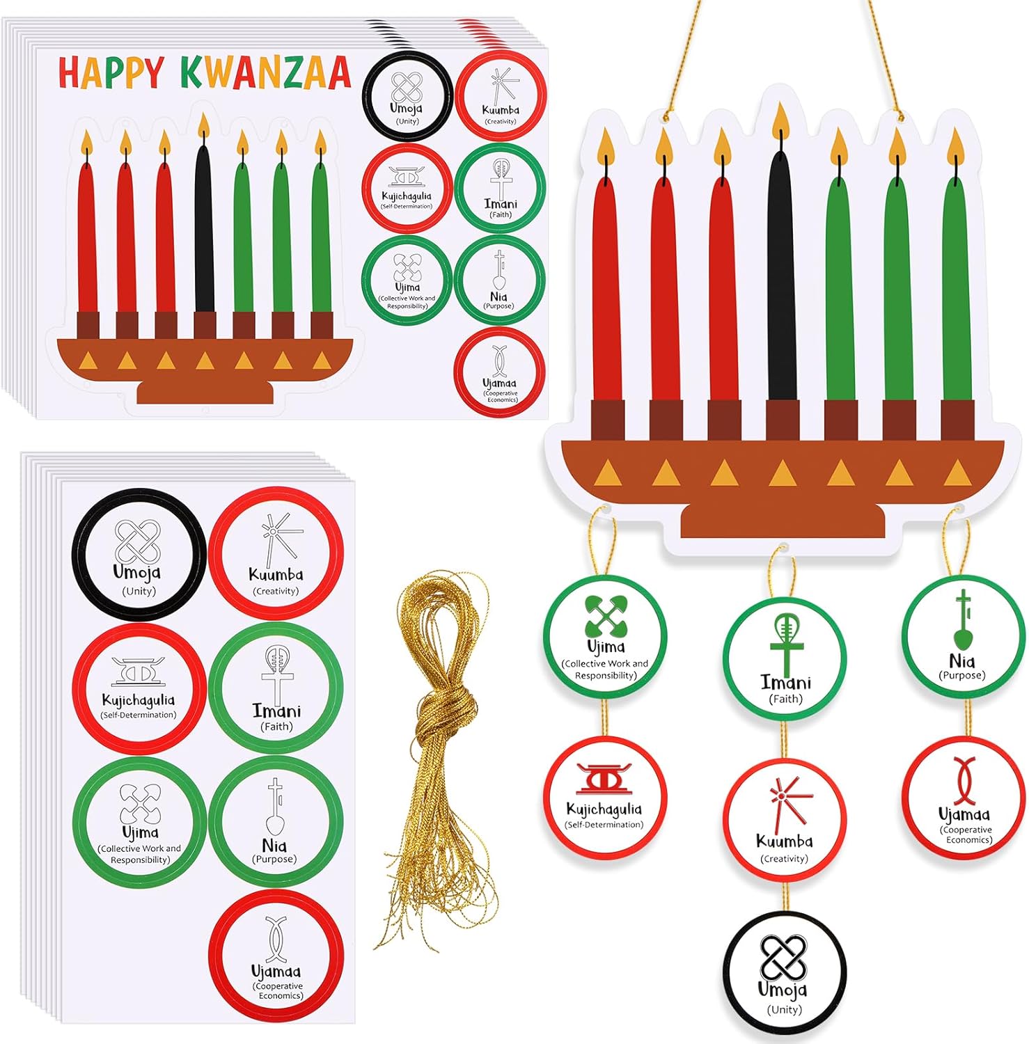 Amazon.com: 24 Sets Kwanzaa Crafts Make Your Own Candles Paper Kwanzaa ...