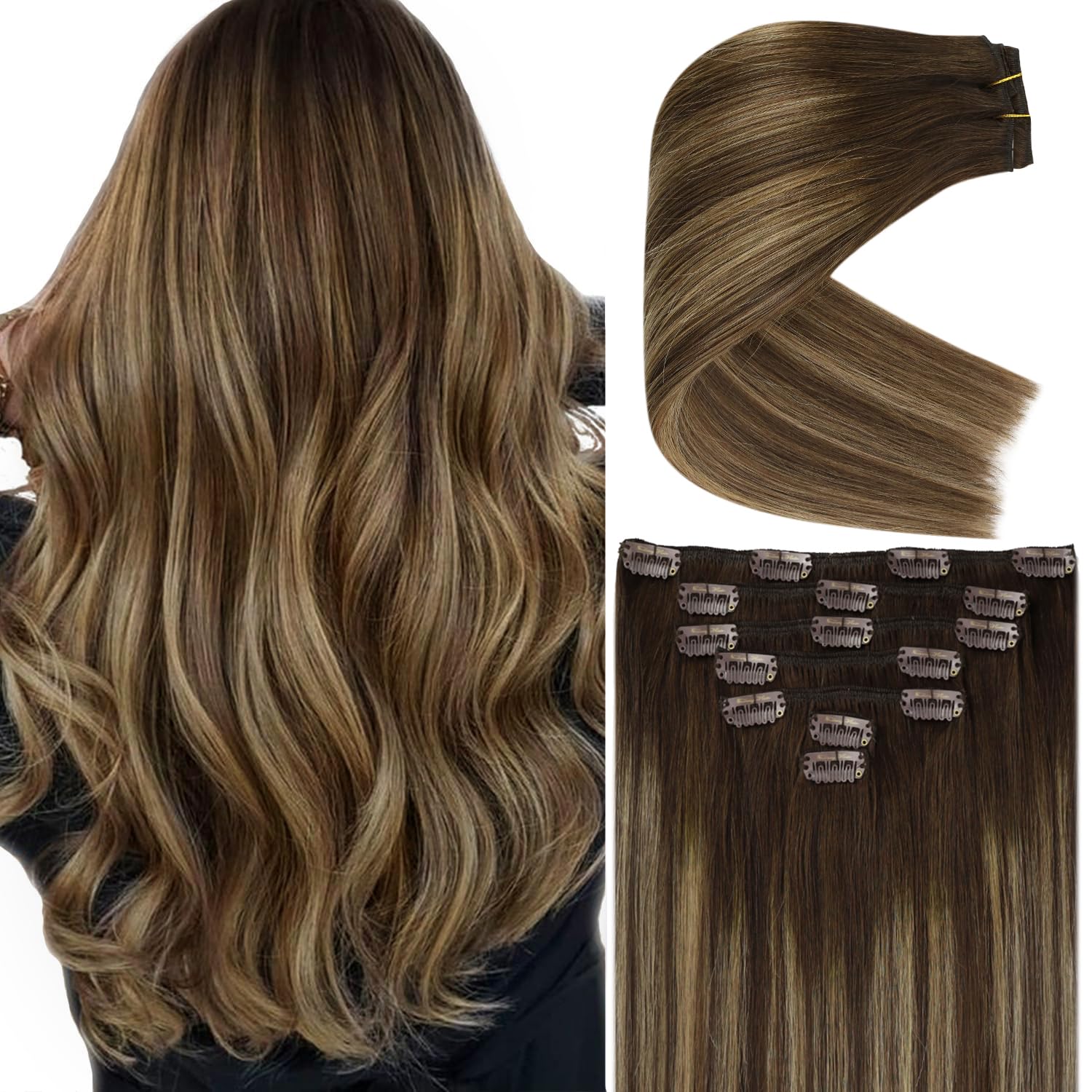 Amazon.com : Ve Sunny Balayage Clip in Hair Extensions Human Hair Clip ...