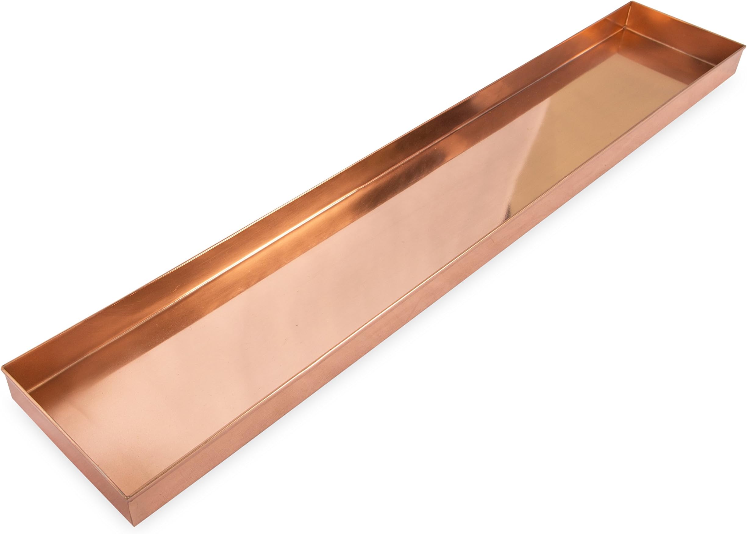 Achla Designs Long Copper Rectangular Windowsill Plant Tray, 29-in ...